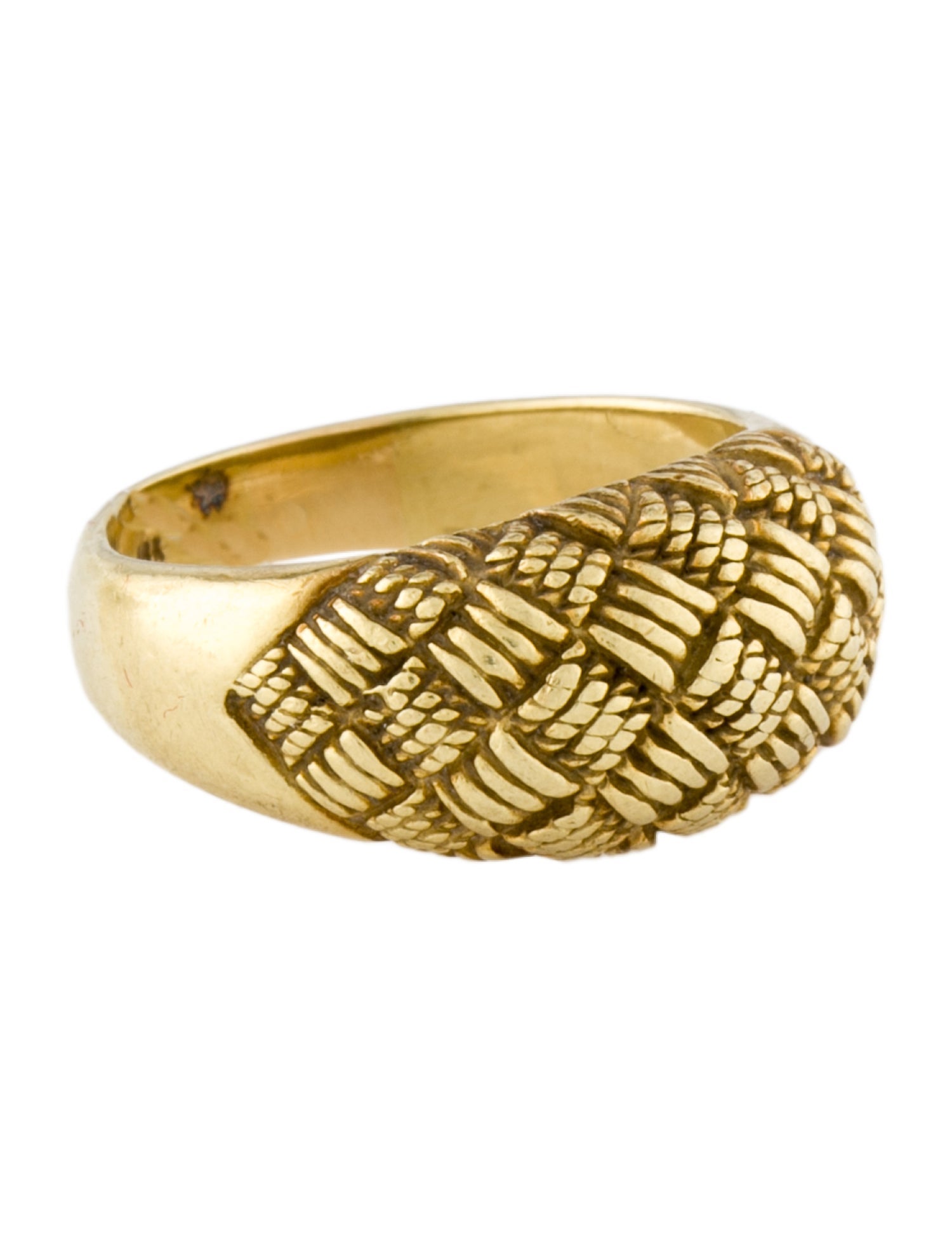 Ring 18K Basketweave Ring - 18K Yellow Gold Band, Rings - RRING260678 ...