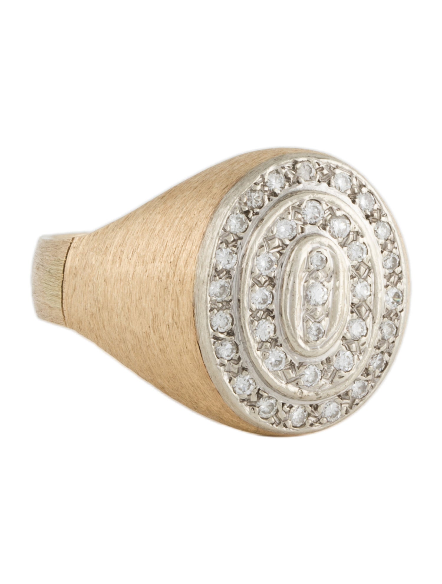 Ring 14K Diamond Oval Signet Ring - 14K Yellow Gold Cocktail Ring ...