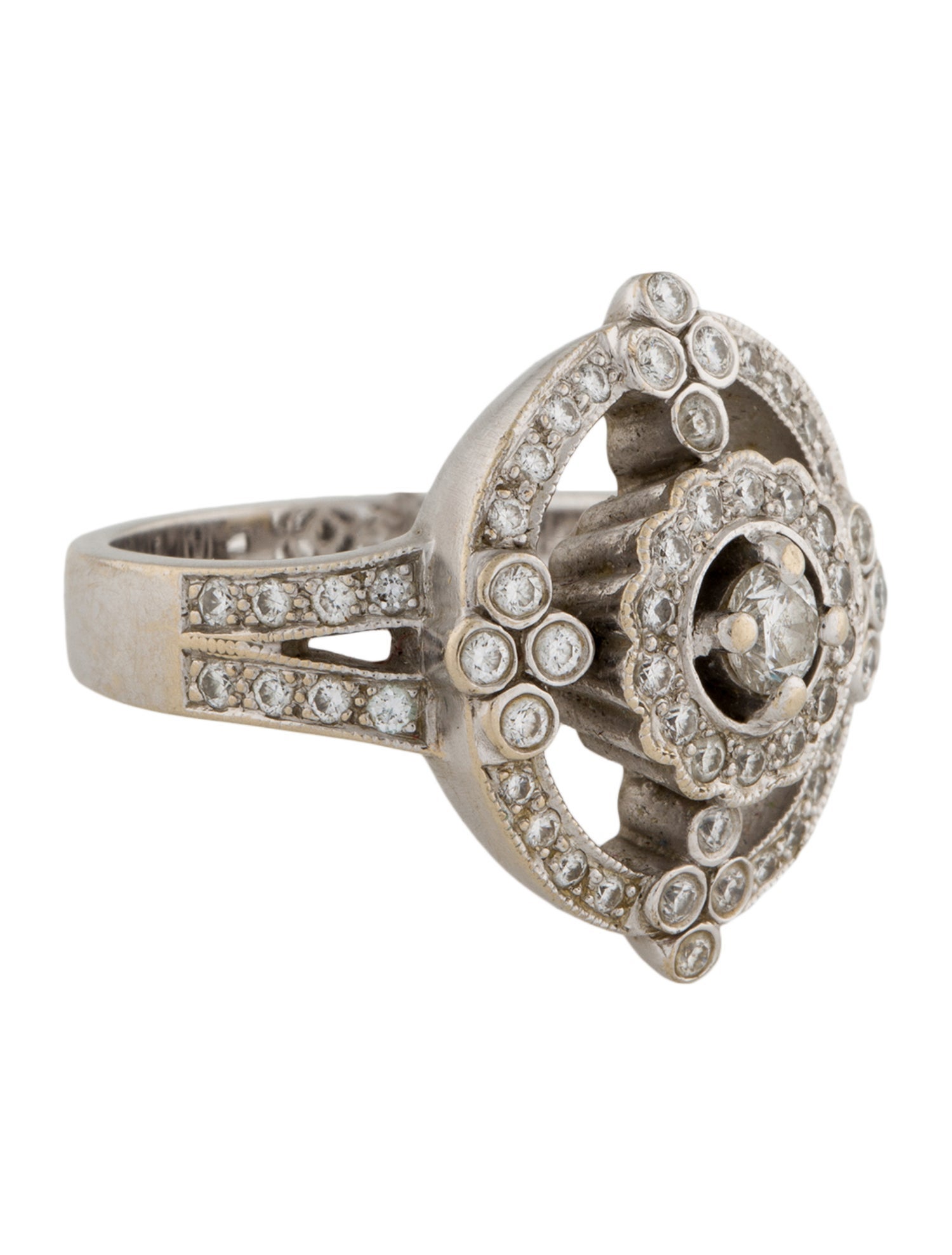 Ring Leslie Greene 18K Diamond Cocktail Ring - Rhodium-Plated 18K White Gold Cocktail Ring ...