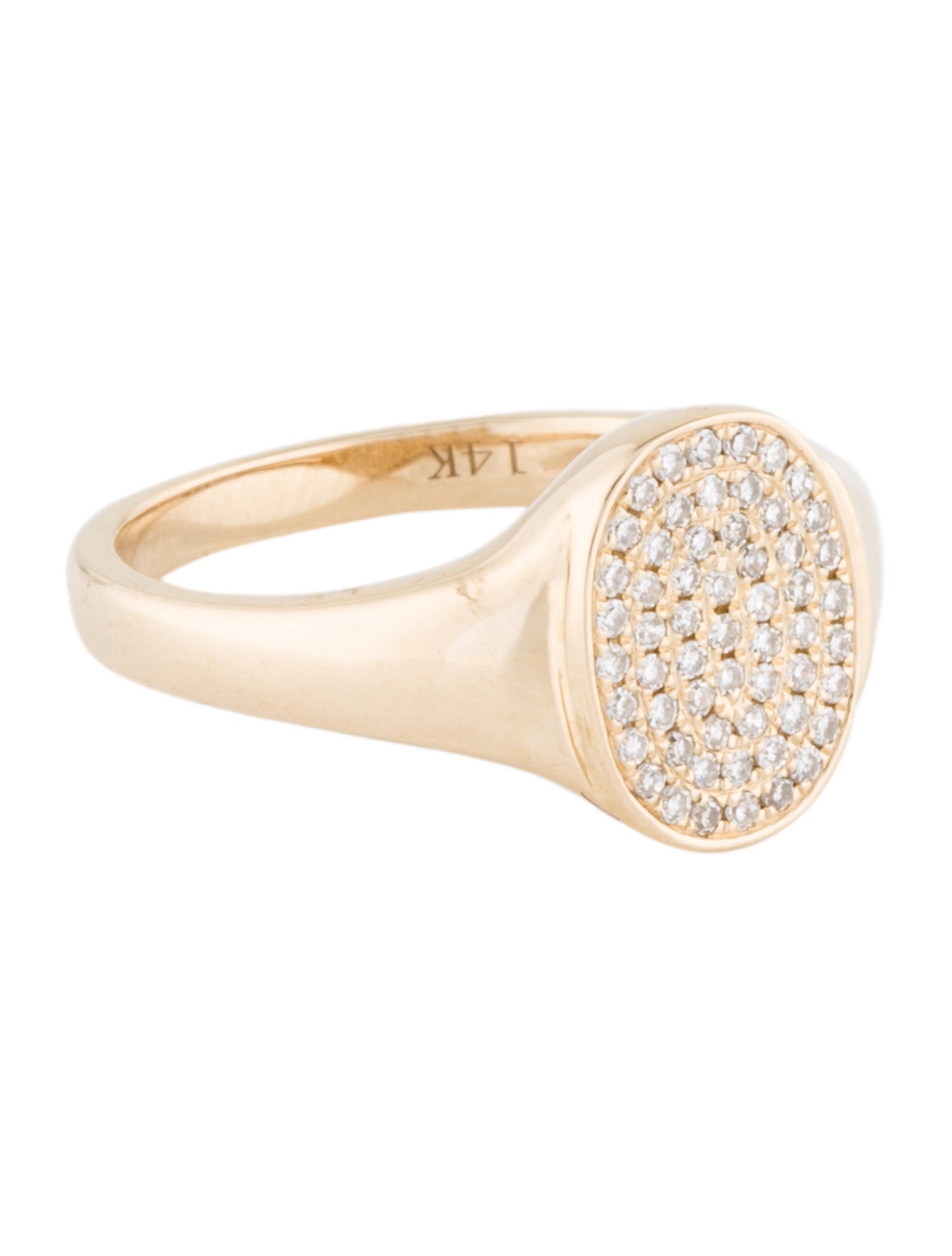 Ring 14K Diamond Signet Ring - 14K Yellow Gold Signet Ring, Rings - RRING262743 | The RealReal
