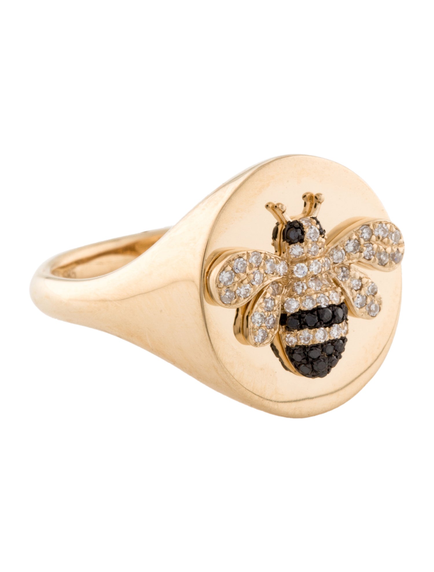 Ring 14K Diamond Bumble Bee Signet Ring - Signet Ring, Rings ...