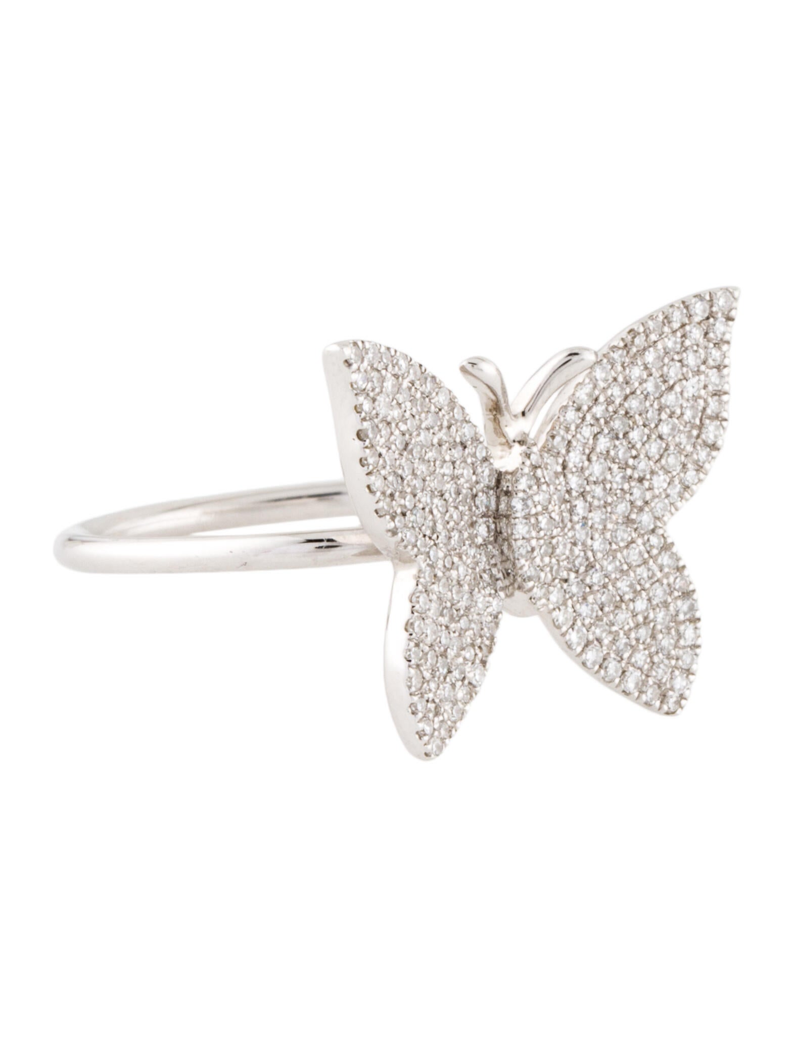 Ring 14K Diamond Butterfly Cocktail Ring - Rhodium-Plated 14K White ...