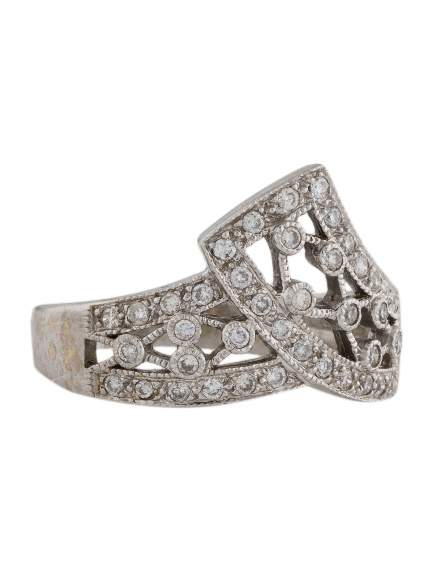 Ring Bernard K. Passman Coral and Diamond Riverwalk Ring - 18K White ...