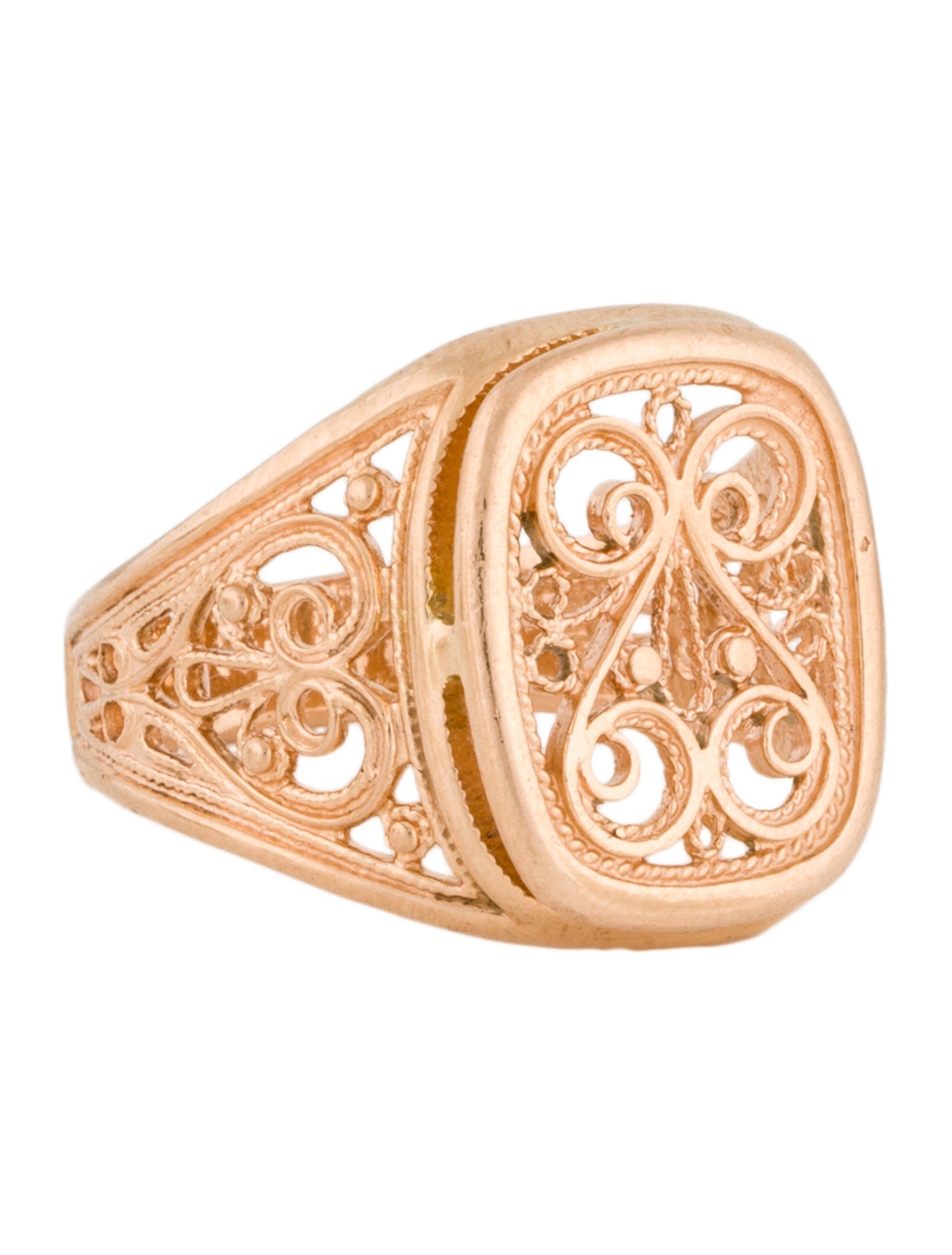 Ring 14K Filigree Signet Ring - 14K Rose Gold Signet Ring, Rings - RRING265865 | The RealReal