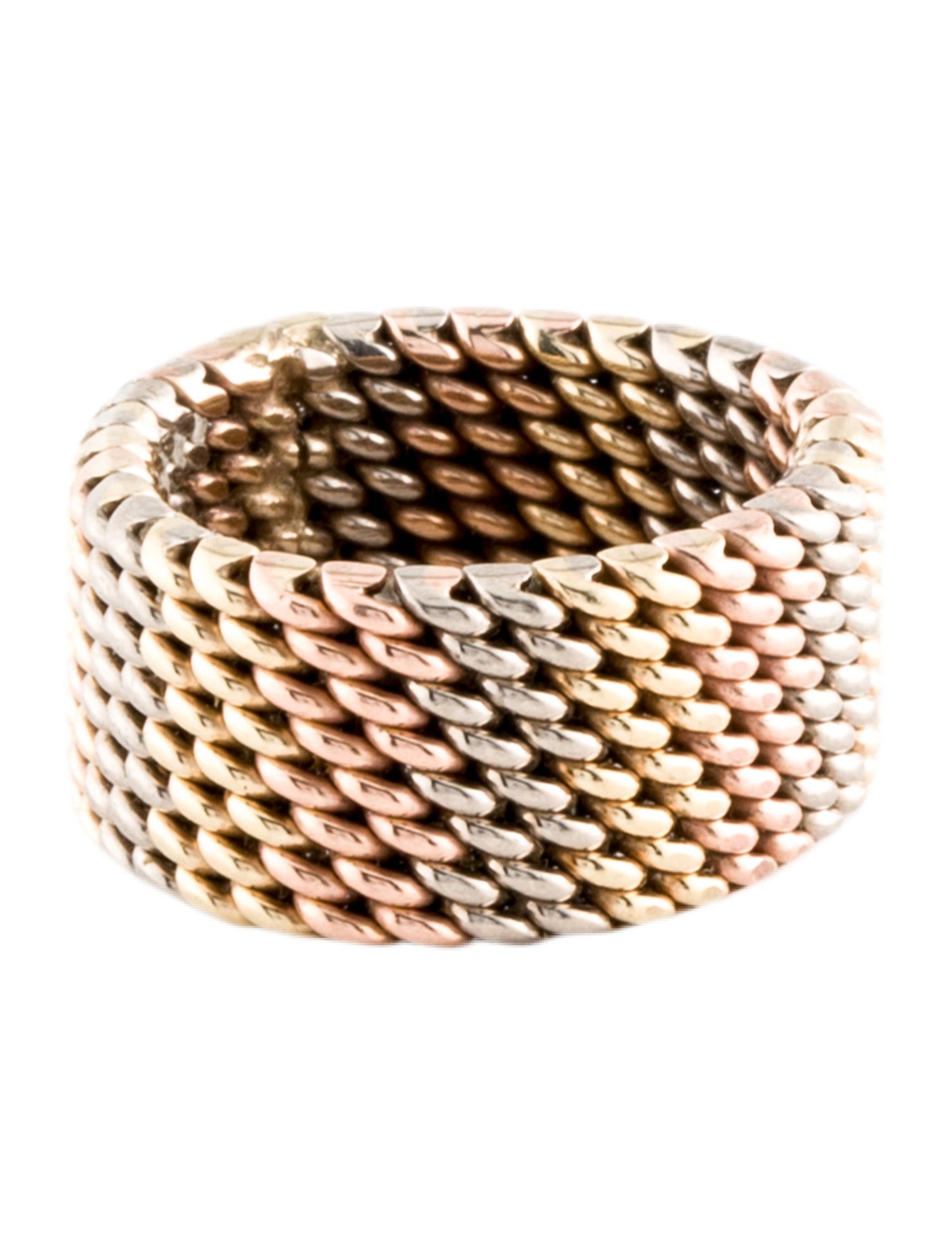 Ring Tri-Color 14K Flexible Band Ring - 14K Yellow Gold Band, Rings ...