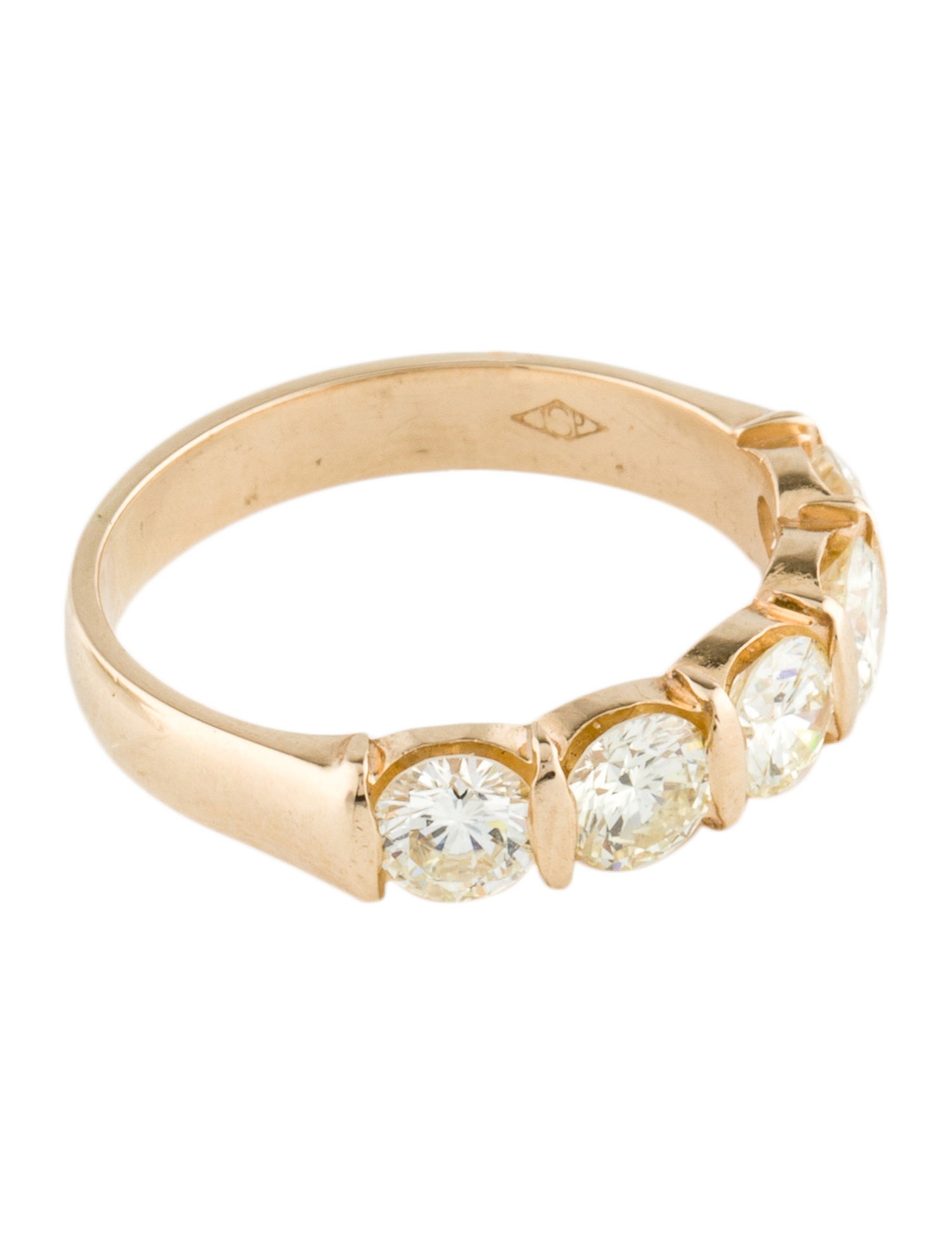 Ring 18K 1.57ctw Diamond Five Stone Wedding Band - 18K Yellow Gold Band ...