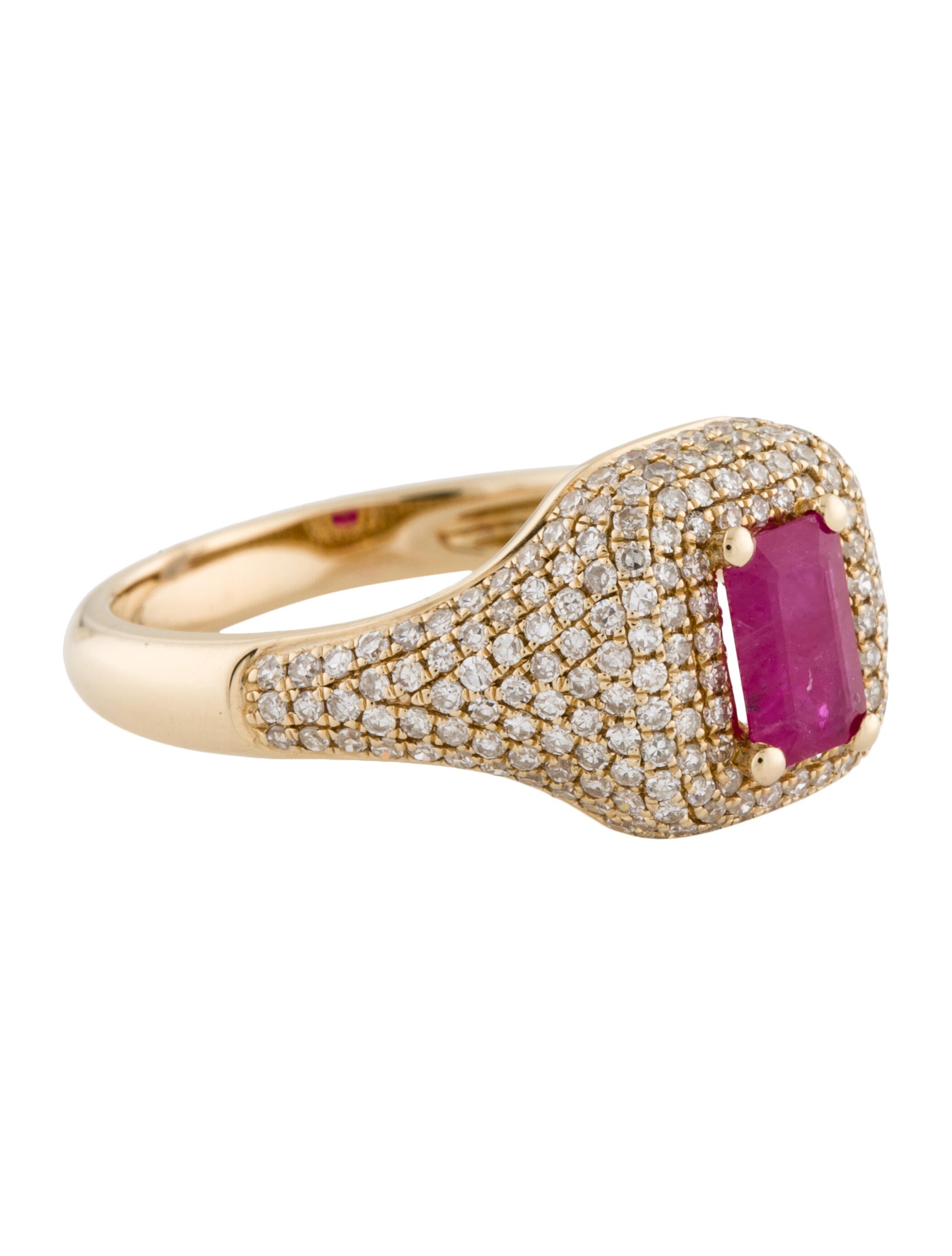 Ring 14K Emerald & Diamond Signet Ring - 14K Yellow Gold Signet Ring, Rings - RRING213128 | The ...