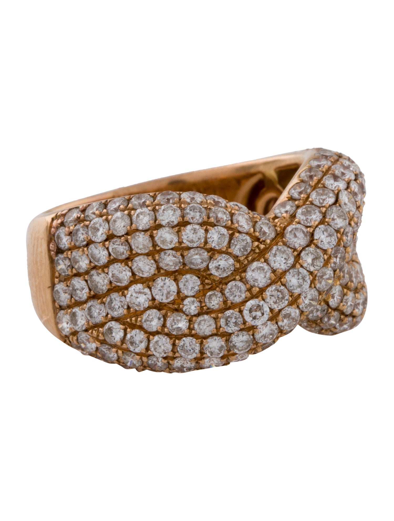 Ring 18K 2.49ctw Diamond Crossover Band Ring - 18K Rose Gold Band ...