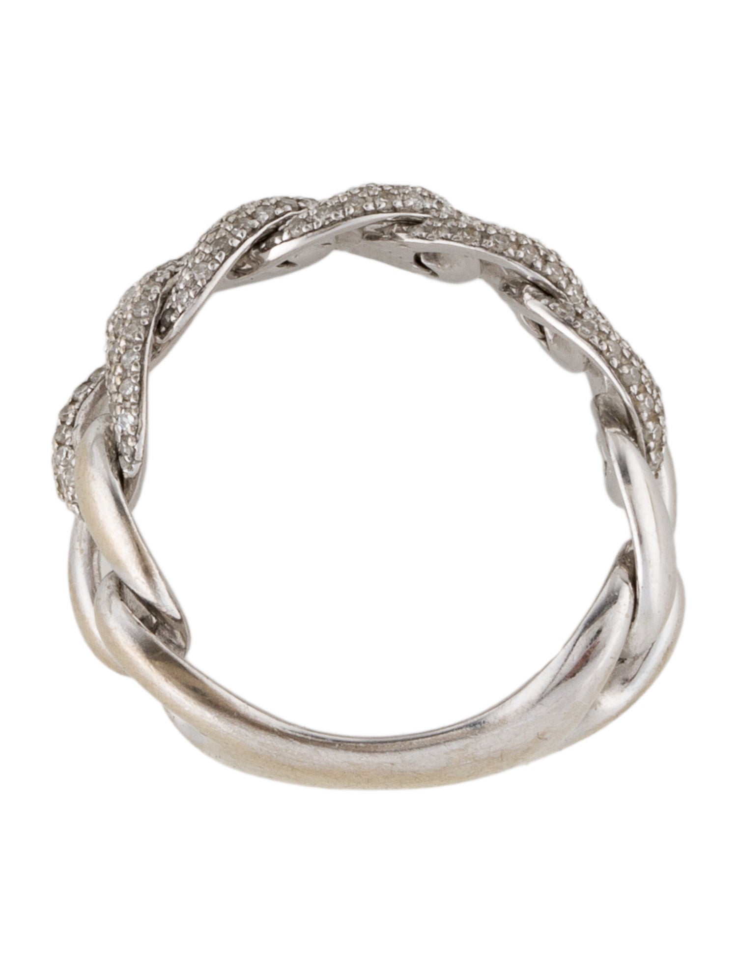 Ring 14K Diamond Flex Curb Band - Rhodium-Plated 14K White Gold Band ...