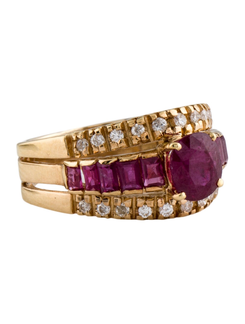 Ring 18K 1.16ct Ruby & Diamond Cocktail Ring - 18K Yellow Gold Cocktail ...
