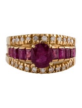 Ring 18K 1.16ct Ruby & Diamond Cocktail Ring - 18K Yellow Gold Cocktail ...