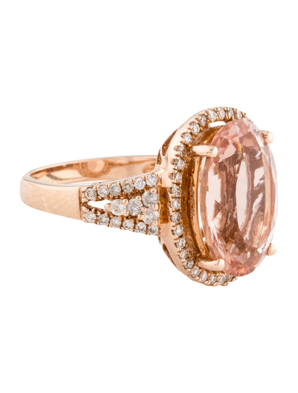 Ring 14K 4.90ct Morganite & Diamond Cocktail Ring - 14K Rose Gold ...