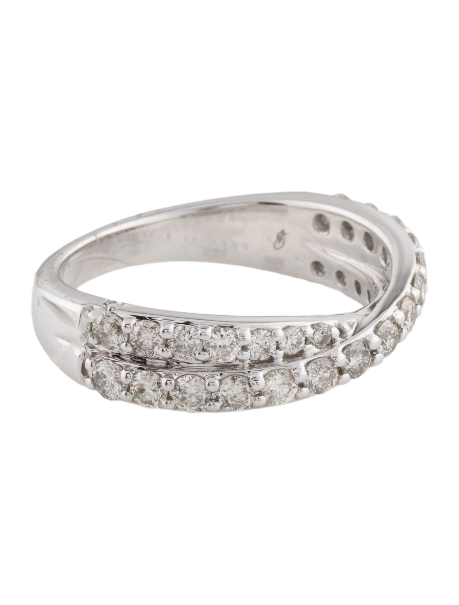 Ring 14K 1.00ctw Diamond Crossover Band - Rhodium-Plated 14K White Gold ...