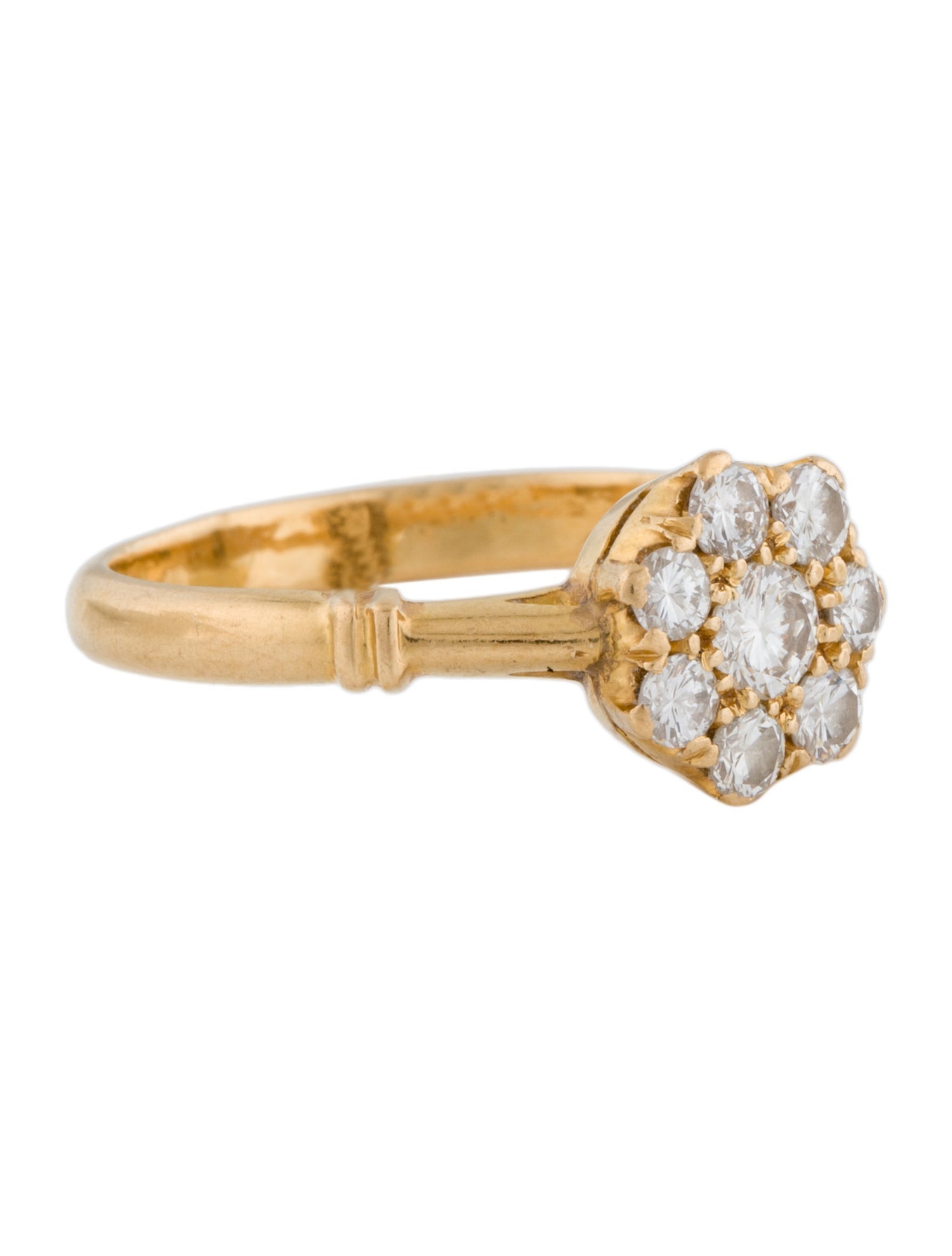 Ring 20K Diamond Flower Cocktail Ring - 20K Yellow Gold Cocktail Ring ...
