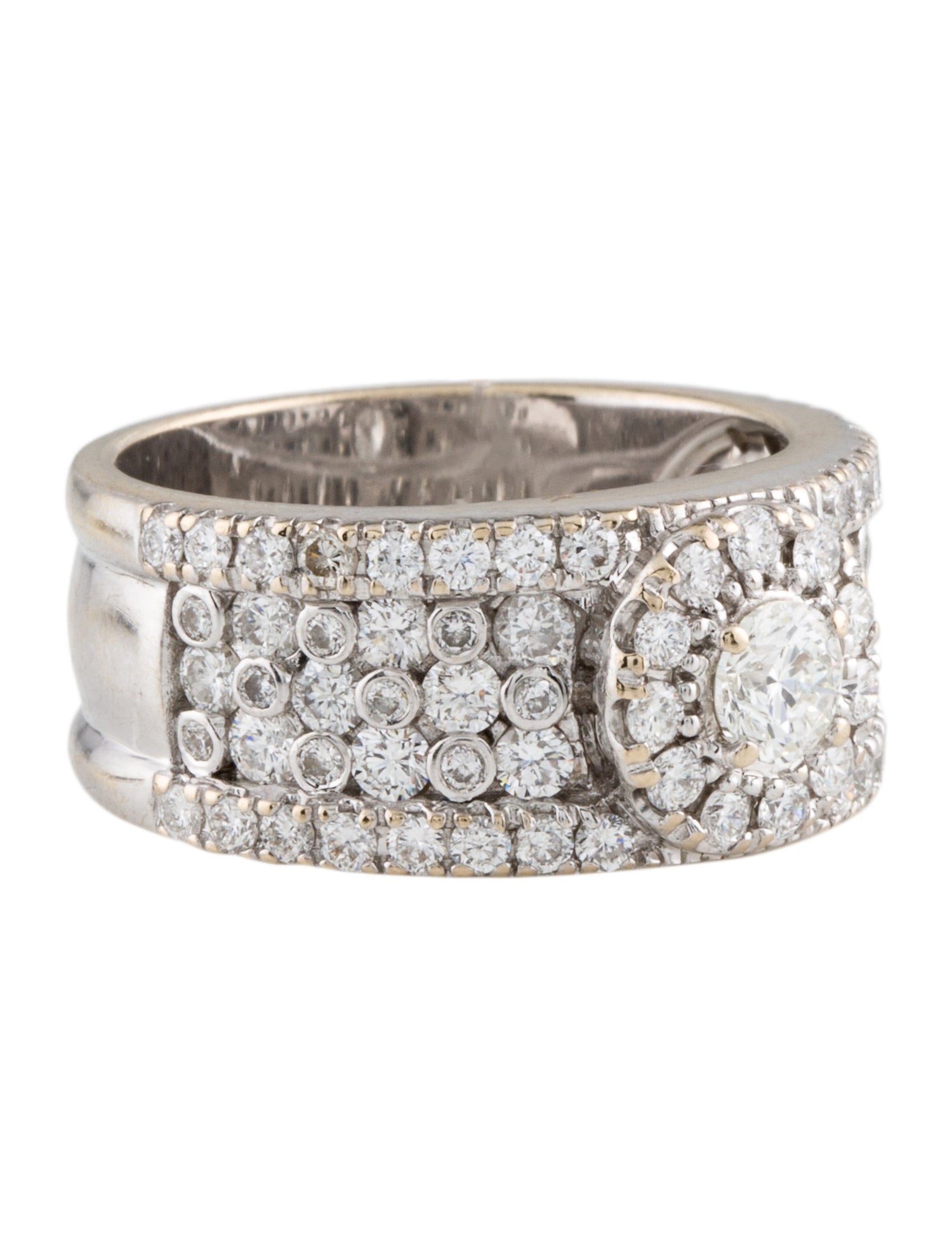 Ring 18K 1.30ctw Diamond Band - Rhodium-Plated 18K White Gold Band ...