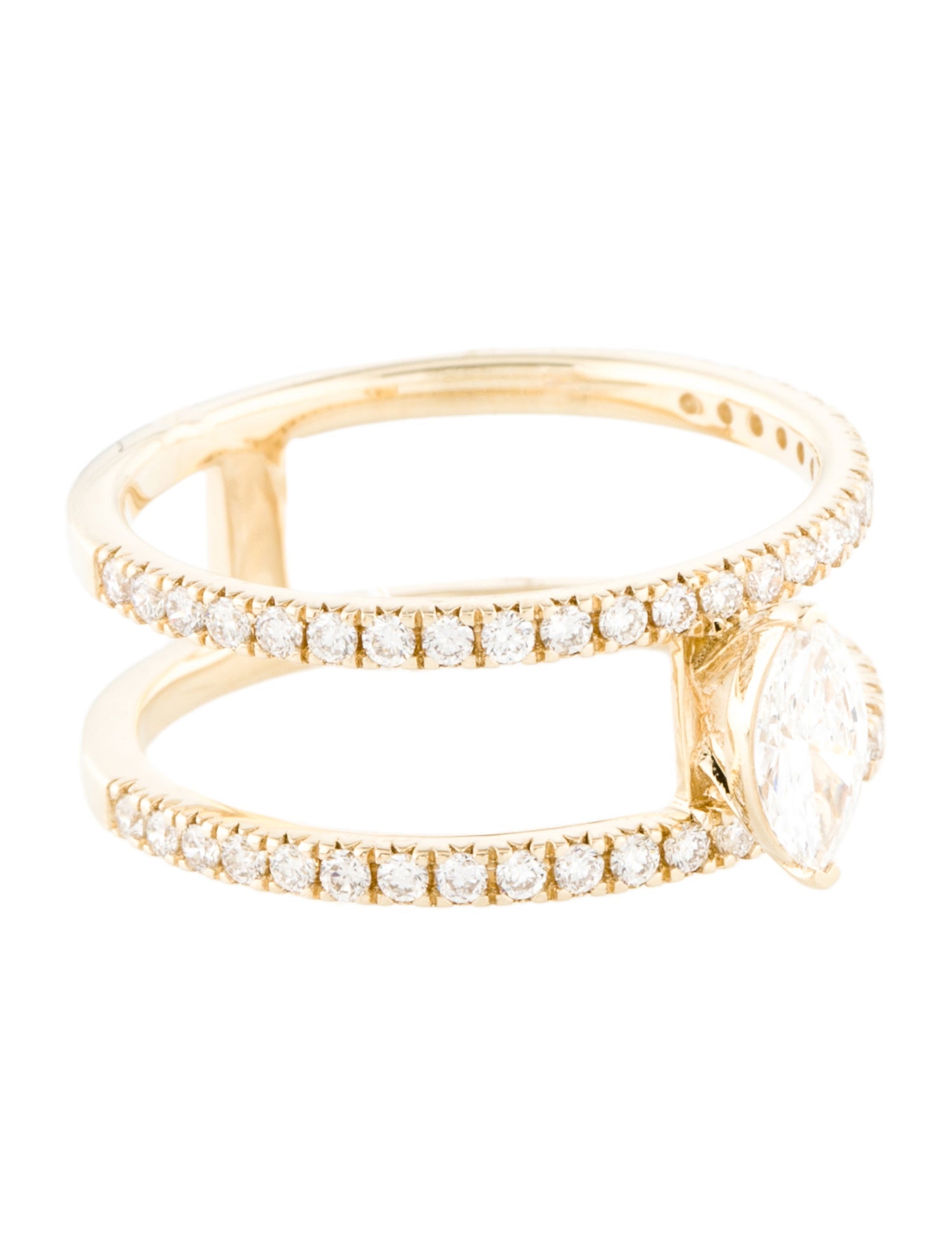 Ring 14K Diamond Two-Row Band Ring - 14K Yellow Gold Band, Rings ...