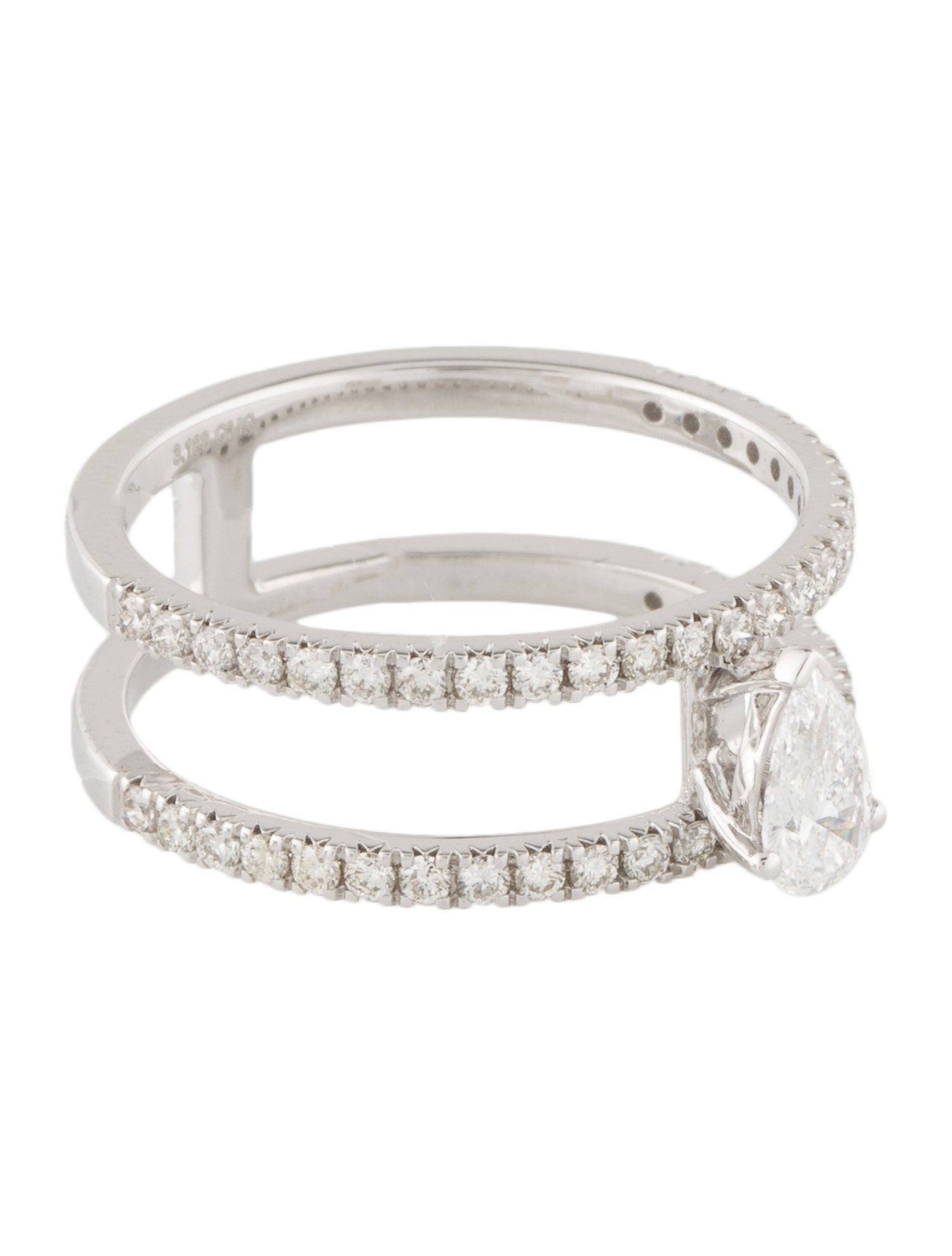 Ring 14K Diamond Two-Row Band Ring - Rhodium-Plated 14K White Gold Band ...