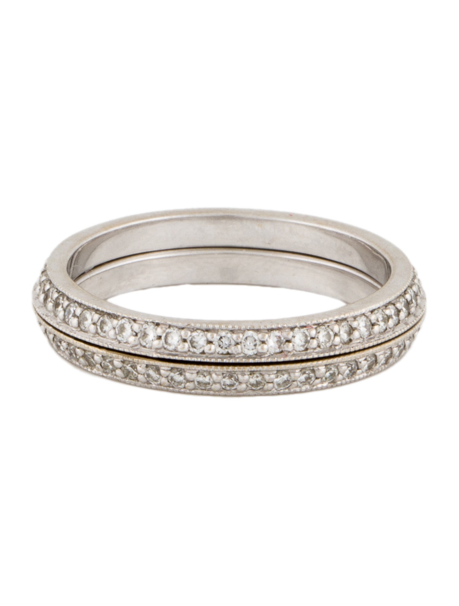 Ring 18K Diamond Eternity Band Set - Rhodium-Plated 18K White Gold Band ...