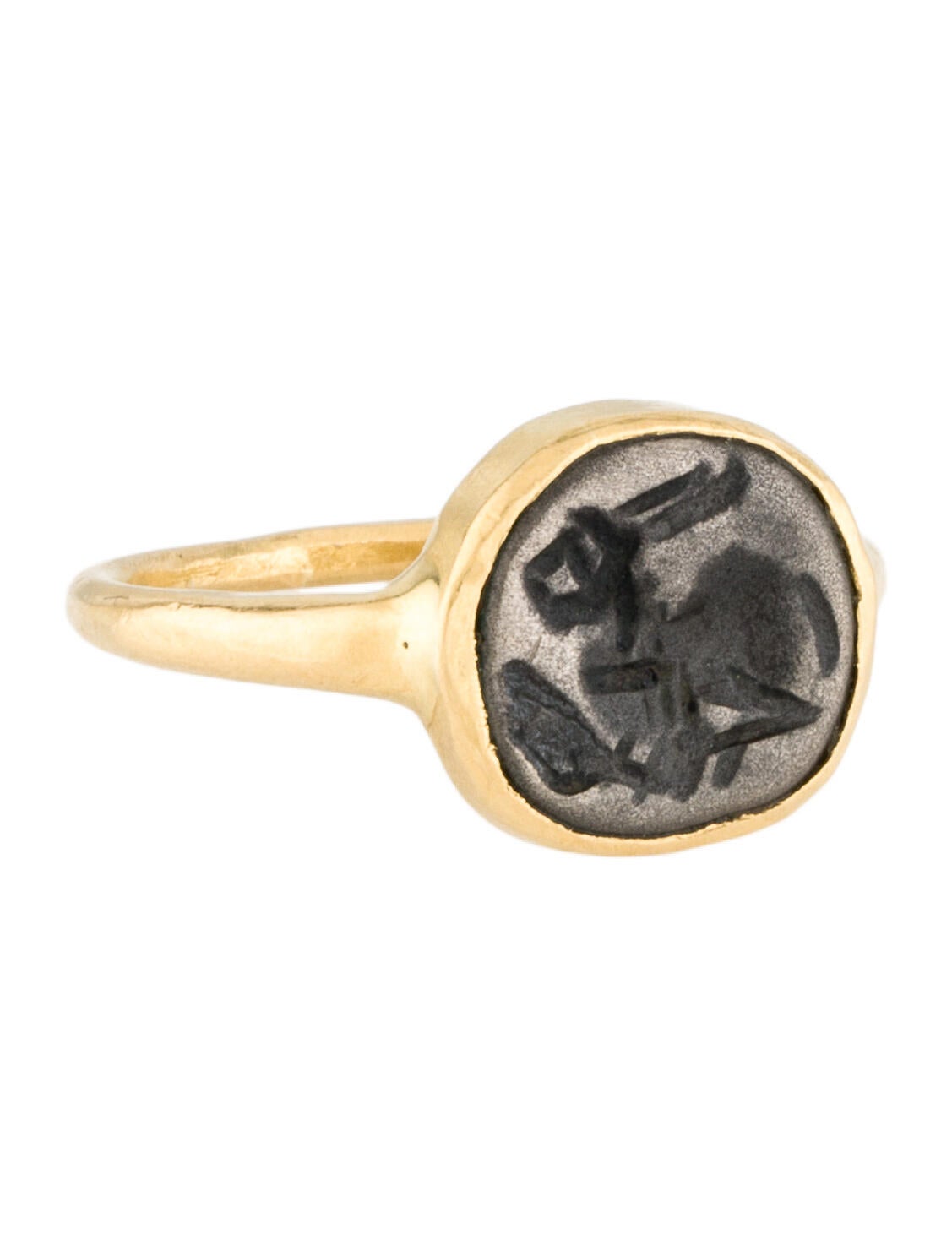 Ring 22K De Vera Hare Signet Ring - 22K Yellow Gold Signet Ring, Rings ...