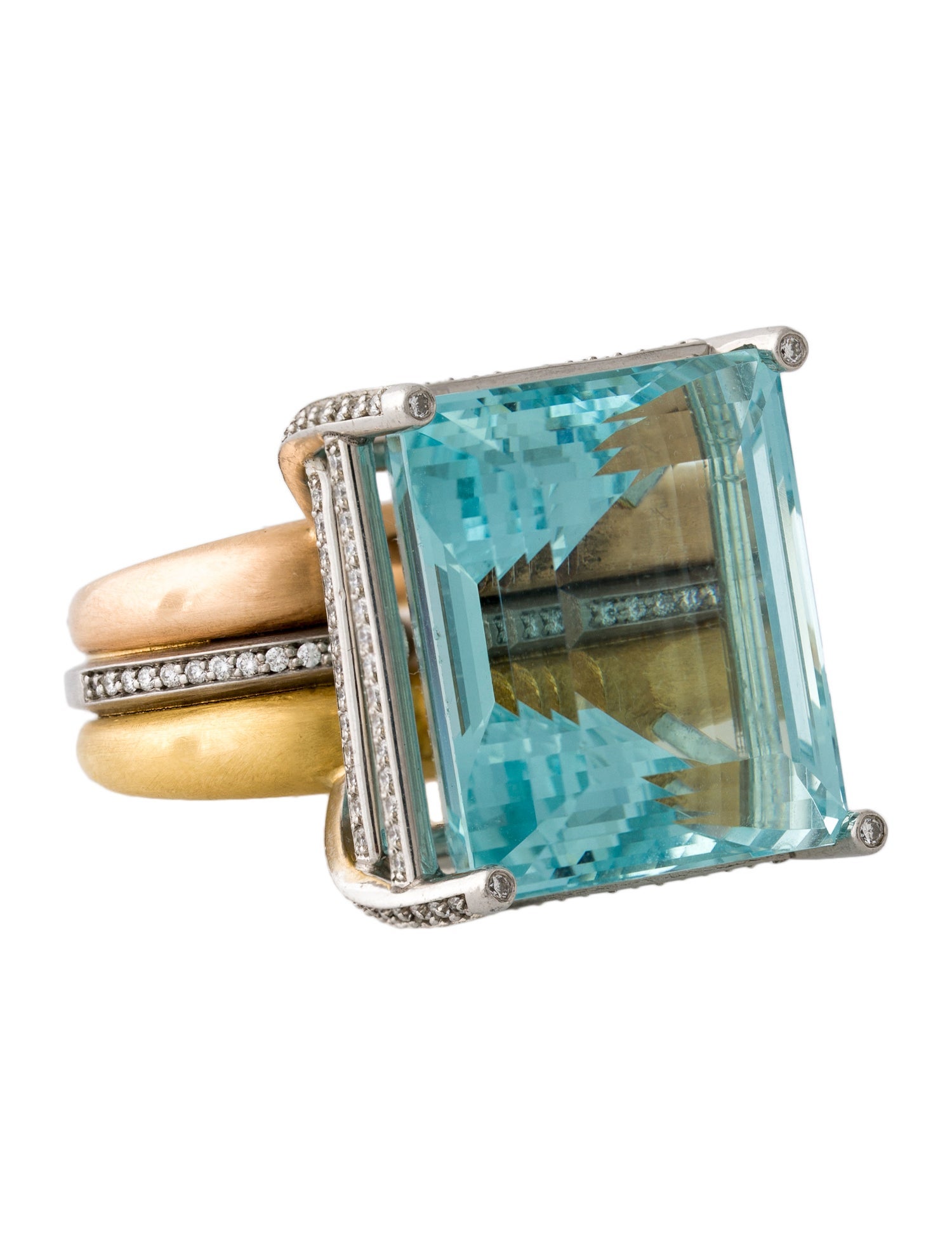 Ring Kathleen Dughi Tricolor Aquamarine & Diamond Cocktail Ring - 18K ...