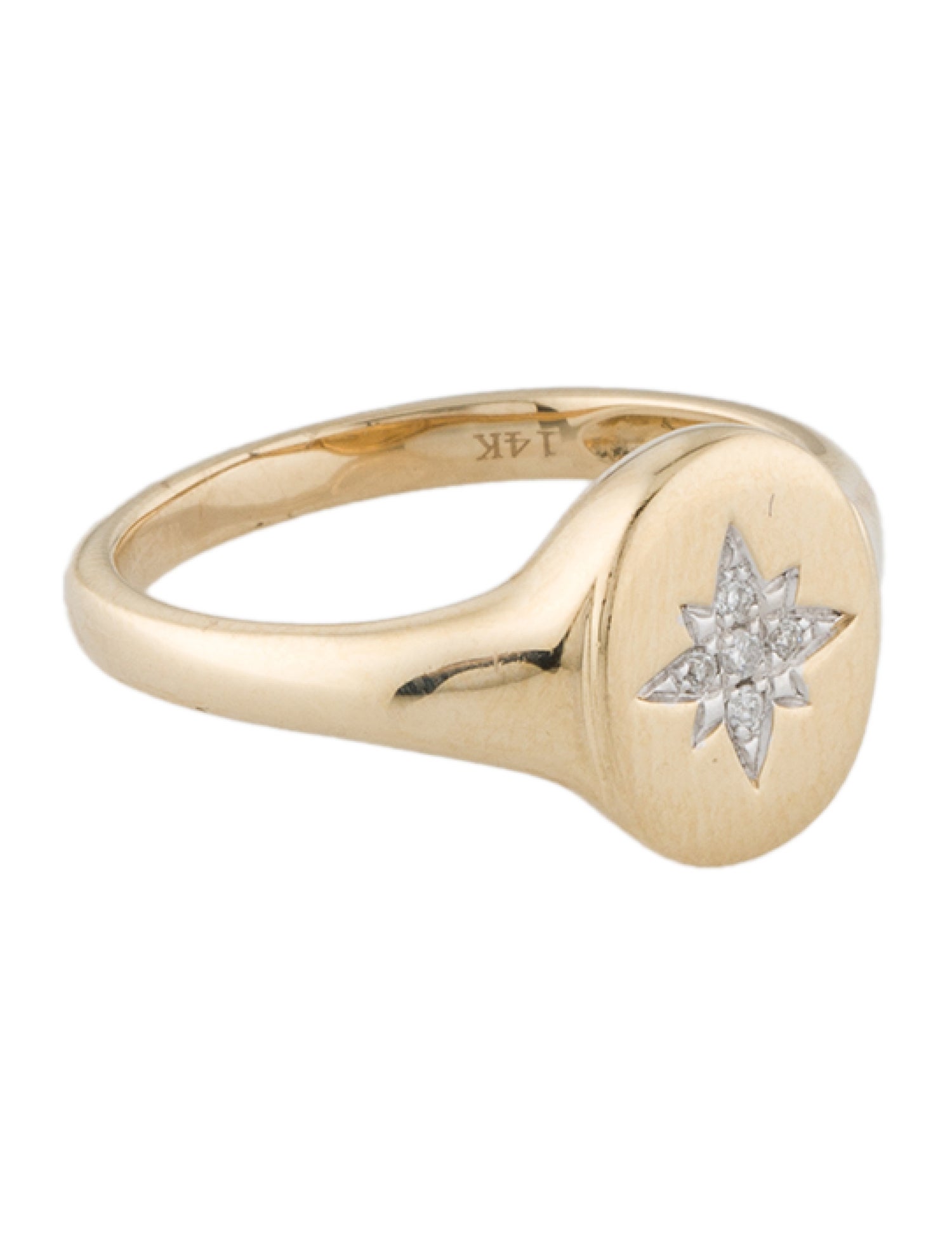 Ring 14K Diamond Star Signet Ring - Signet Ring, Rings - RRING276990 ...