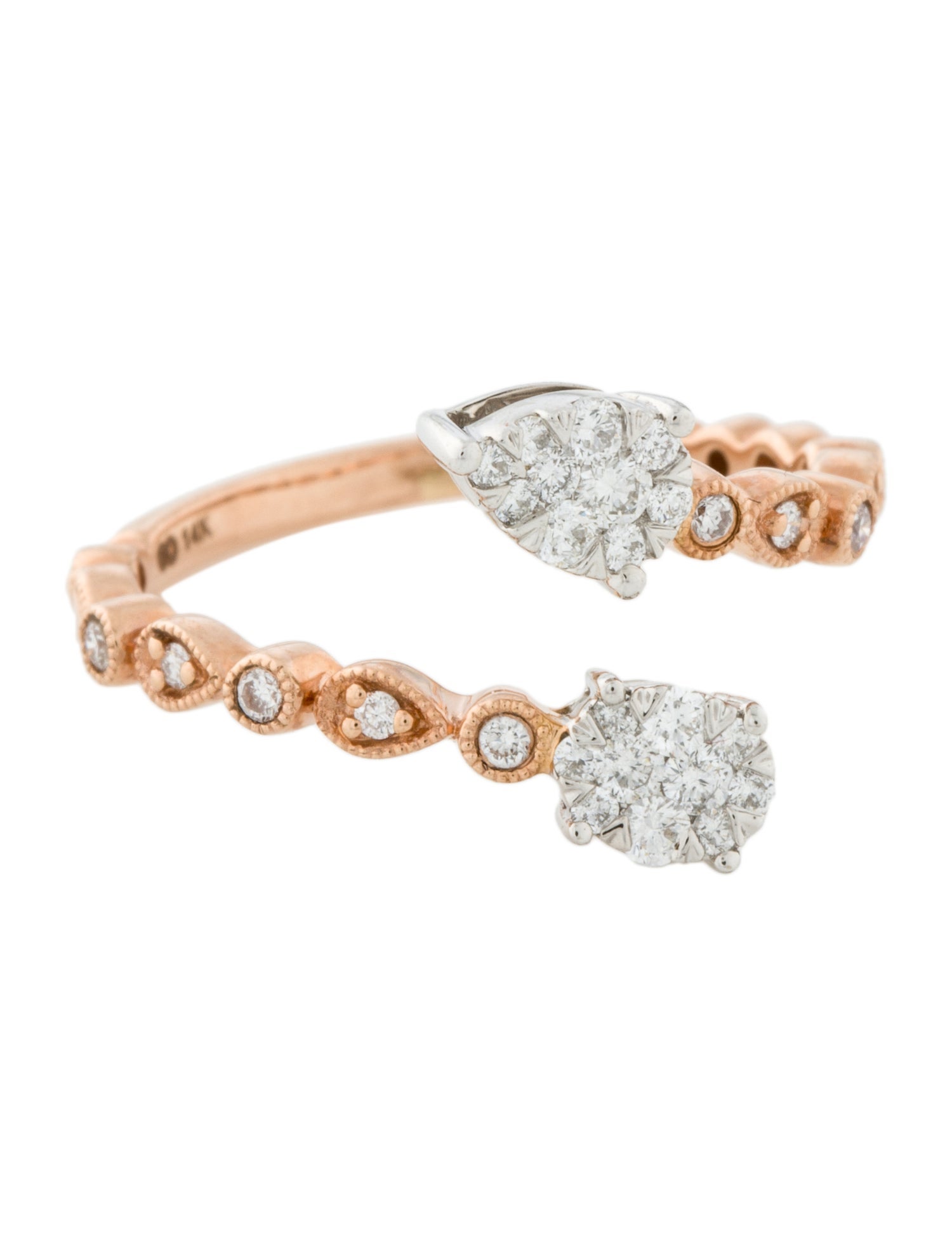 Ring 14K Diamond Cocktail Ring - 14K Yellow Gold Cocktail Ring, Rings ...