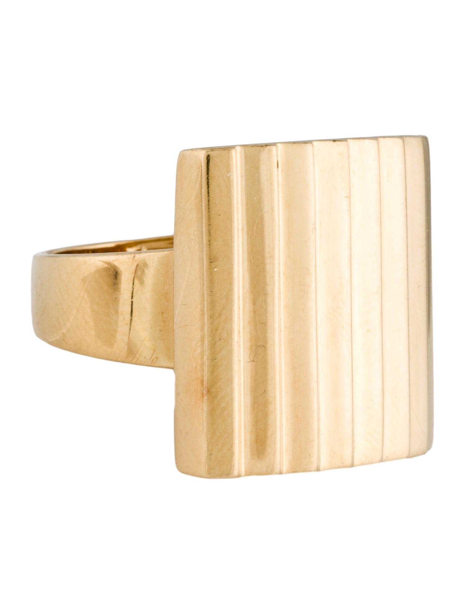 Ring 18K Ridged Square Ring - 18K Yellow Gold Cocktail Ring, Rings ...