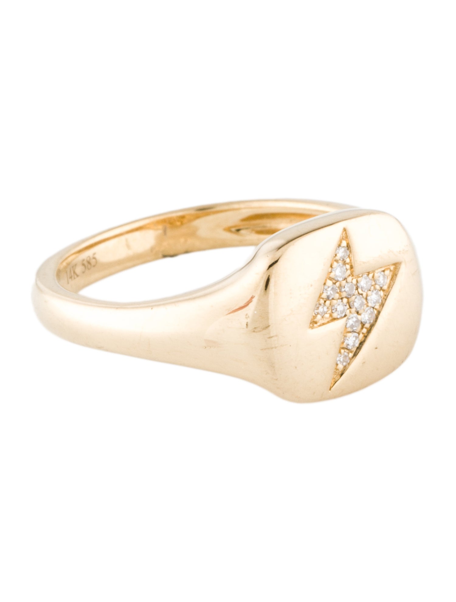 Ring 14K Diamond Lightning Bolt Signet - Signet Ring, Rings ...