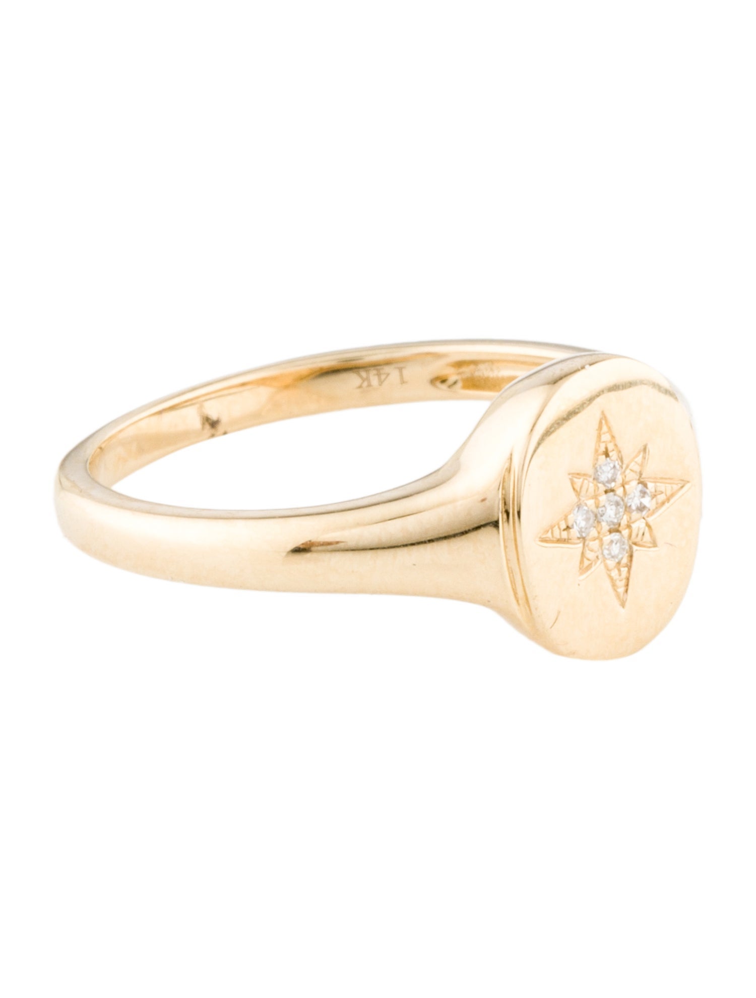 Ring 14K Emerald & Diamond Signet Ring - 14K Yellow Gold Signet Ring, Rings - RRING213128 | The ...