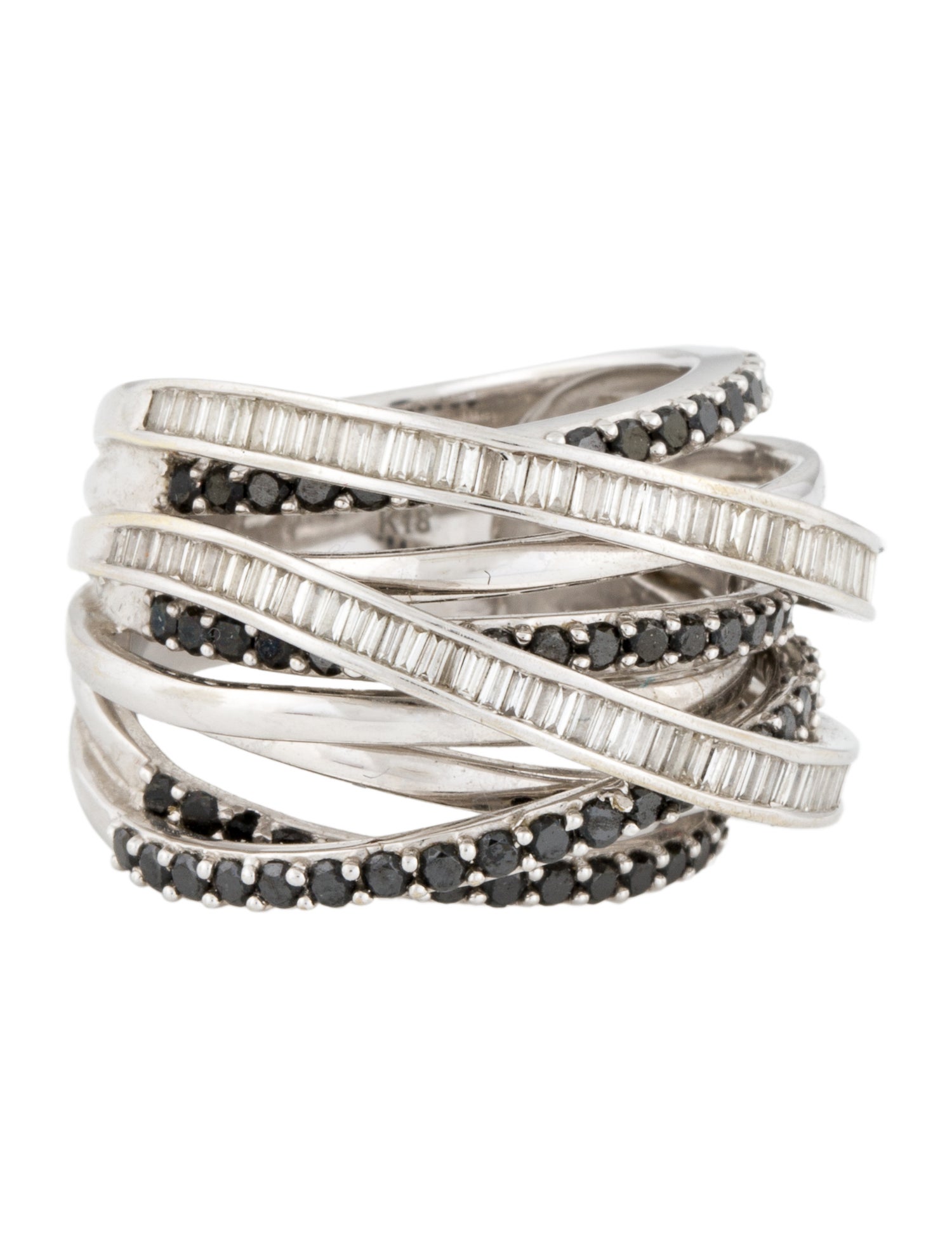 Ring 18K 1.86ctw Diamond Crossover Band - Rhodium-Plated 18K White Gold ...