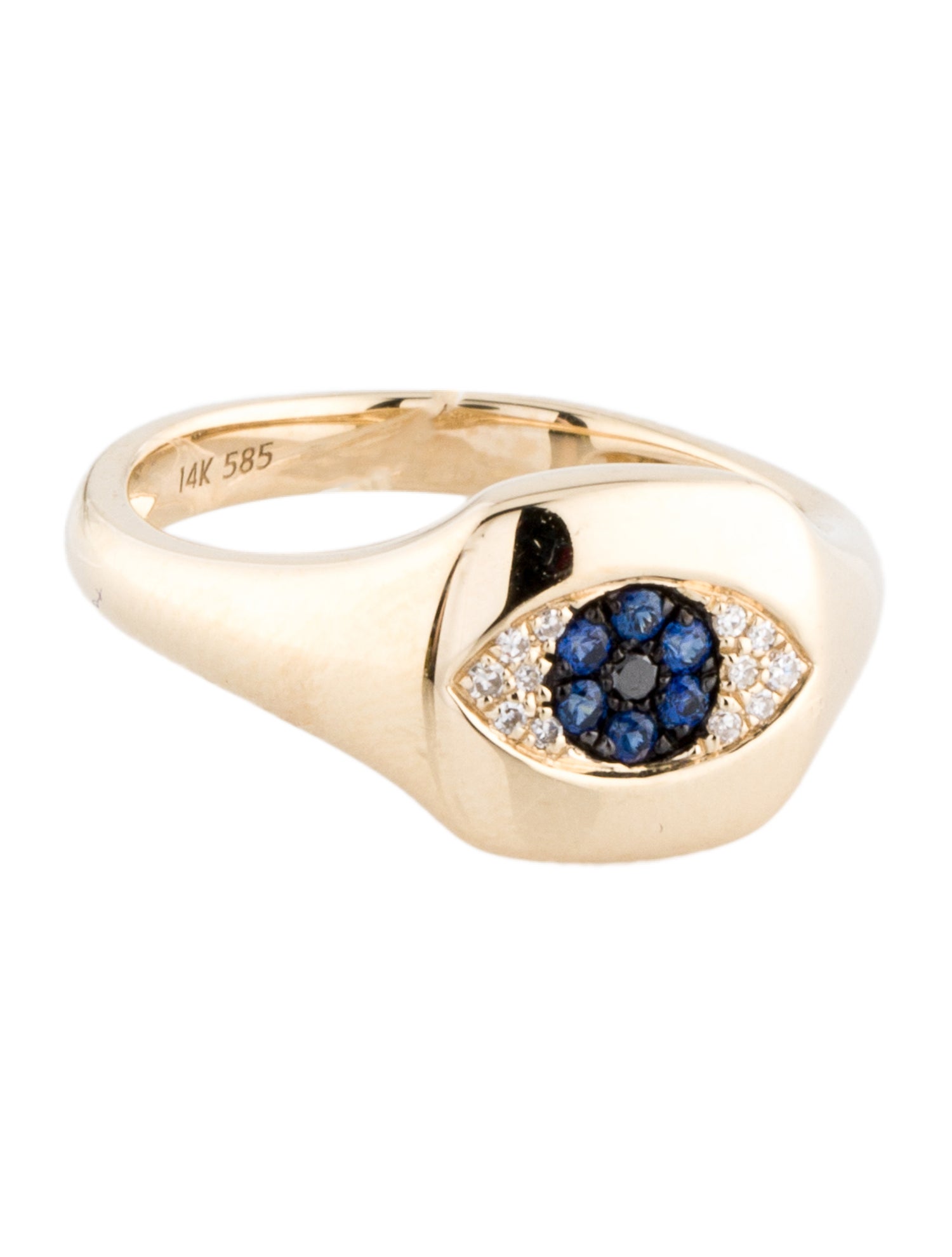 Ring 14K Sapphire & Diamond Evil Eye Signet Ring - 14K Yellow Gold ...