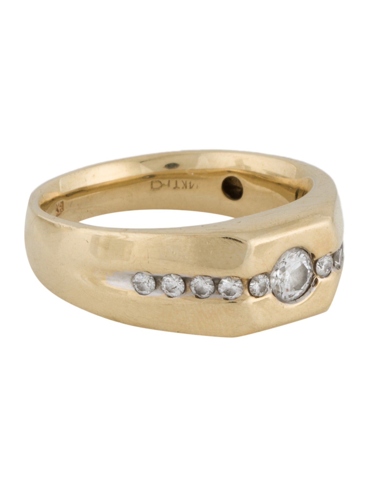 Ring 14K Diamond Signet Ring - 14K Yellow Gold Signet Ring, Rings ...