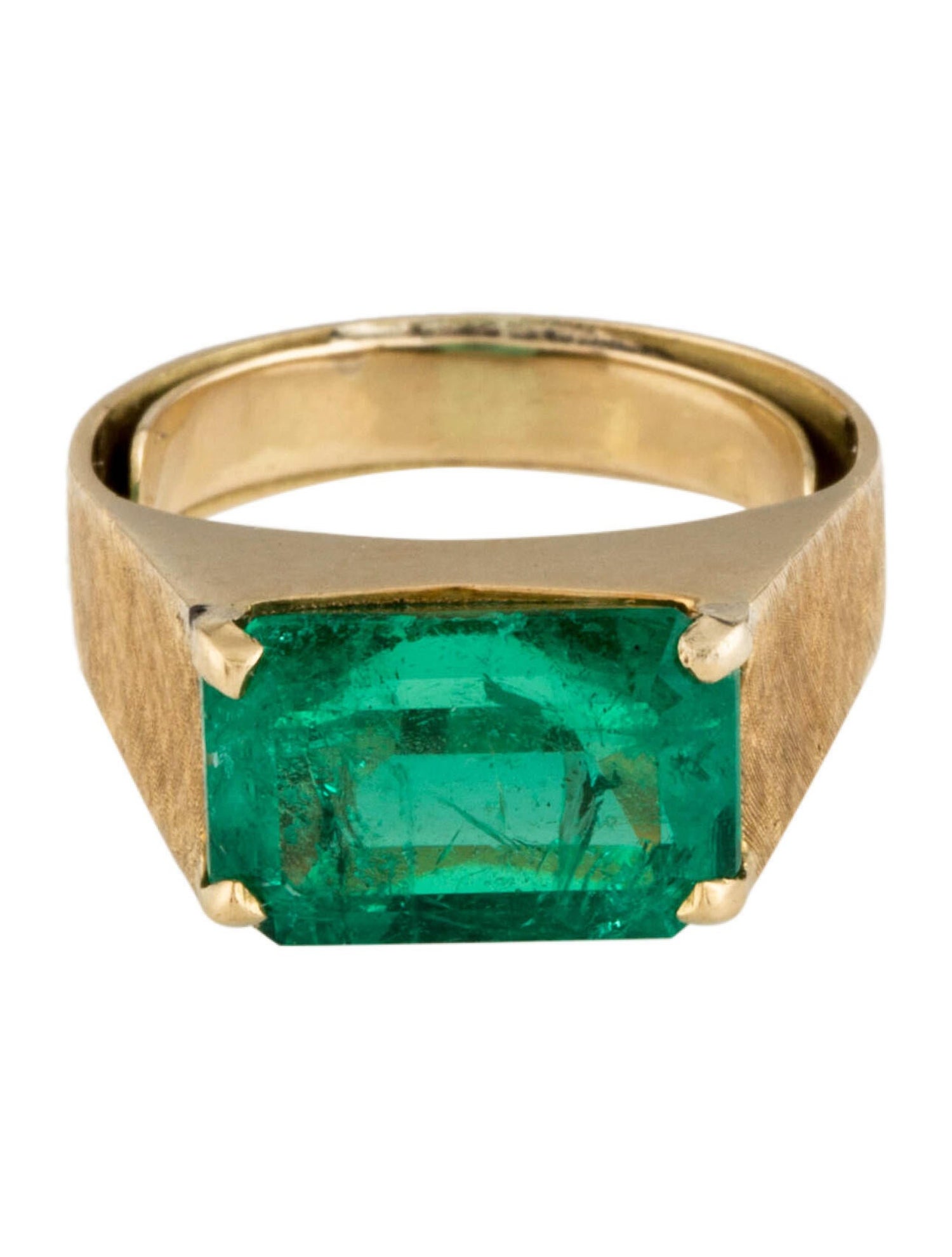 Ring 14K 3.93ct Emerald Cocktail Ring - 14K Yellow Gold Cocktail Ring, Rings - RRING284119 | The ...