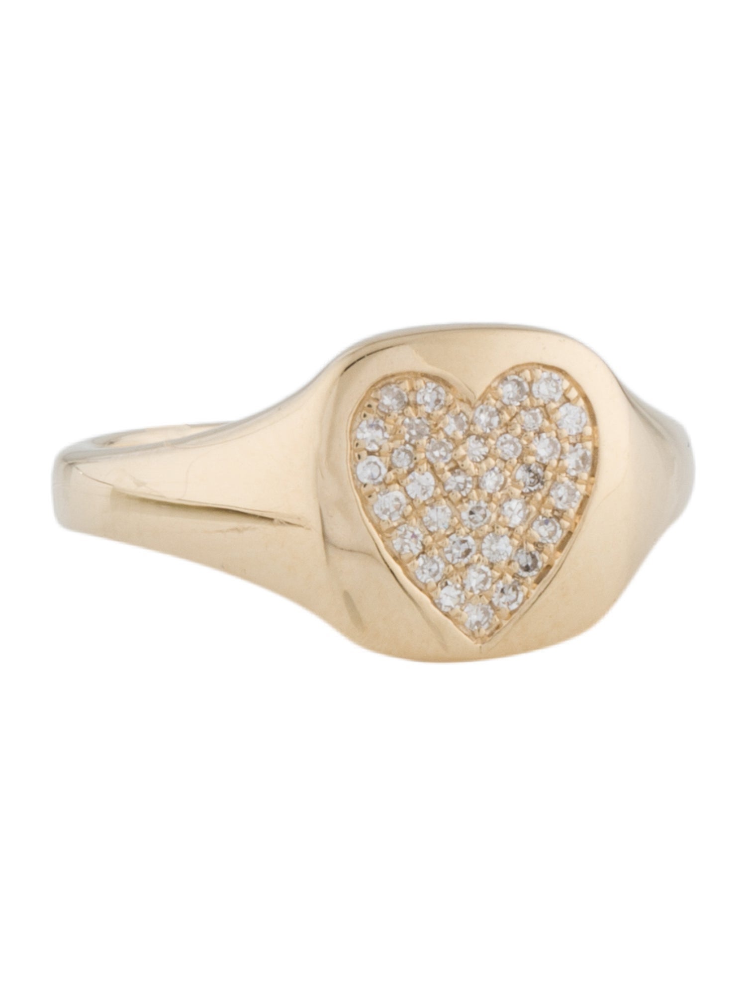 Ring 14K Diamond Heart Signet Ring - 14K Yellow Gold Signet Ring, Rings - RRING284153 | The RealReal