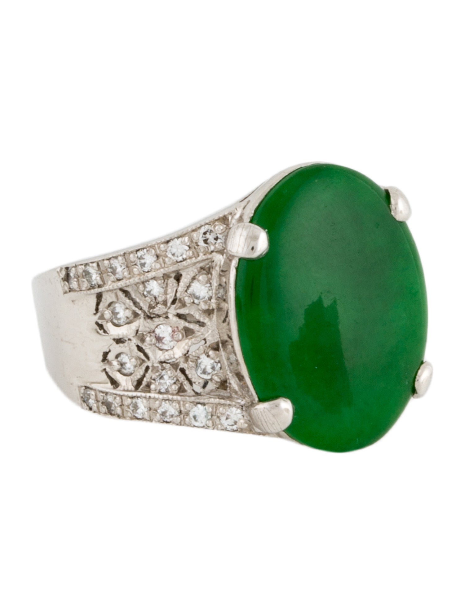 Ring 18K Dyed Jadeite & Diamond Signet Ring - Signet Ring, Rings ...