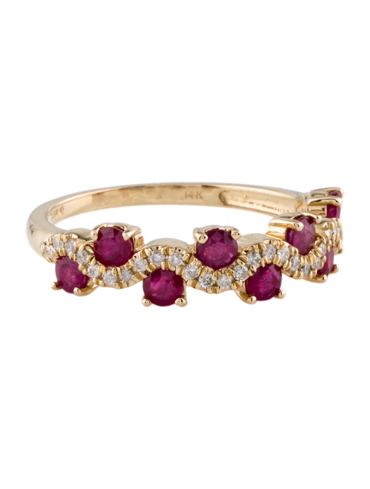 Ring 14K Ruby & Diamond Band Ring - 14K Yellow Gold Band, Rings ...