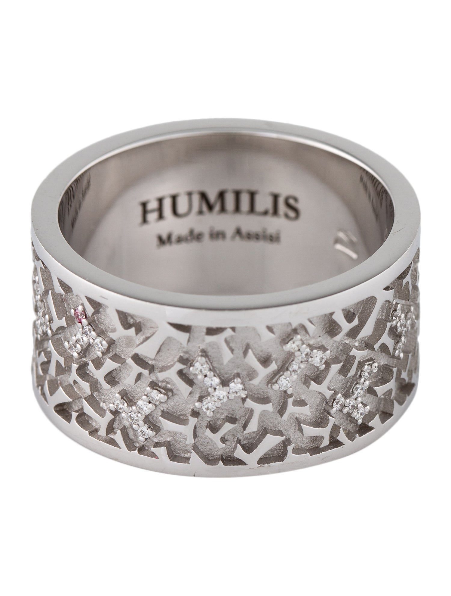 Ring Humilis 18K Diamond Classic Franciscan Tau Cross Band - Rhodium ...