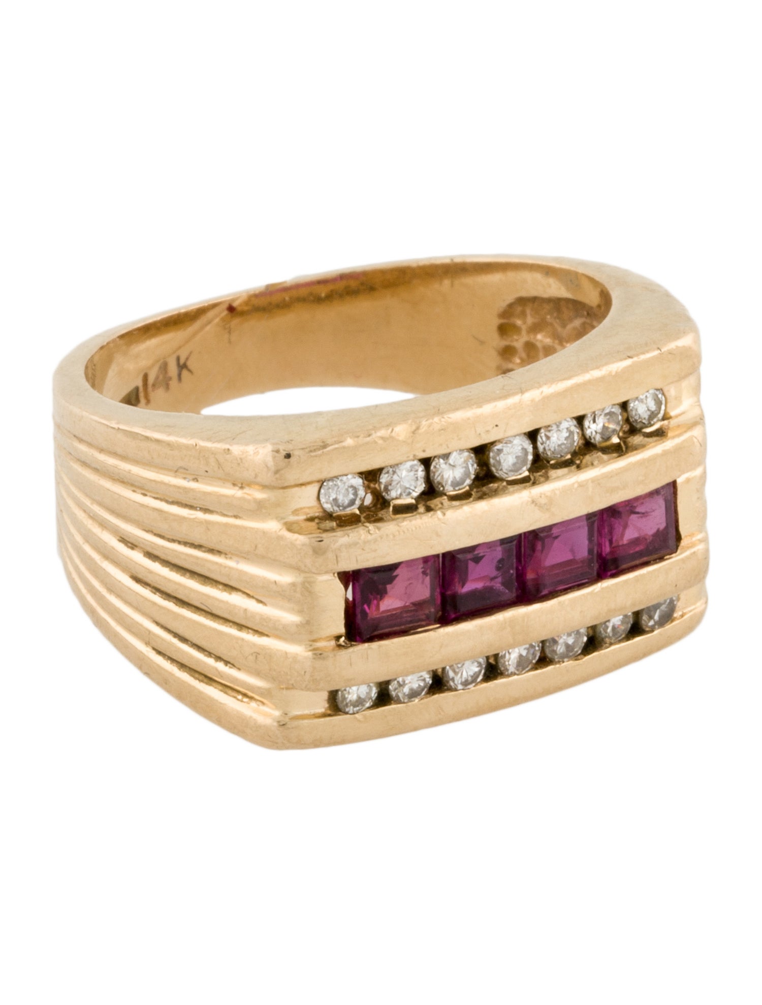 Ring 14K Ruby & Diamond Signet Ring - Signet Ring, Rings - RRING286034 ...