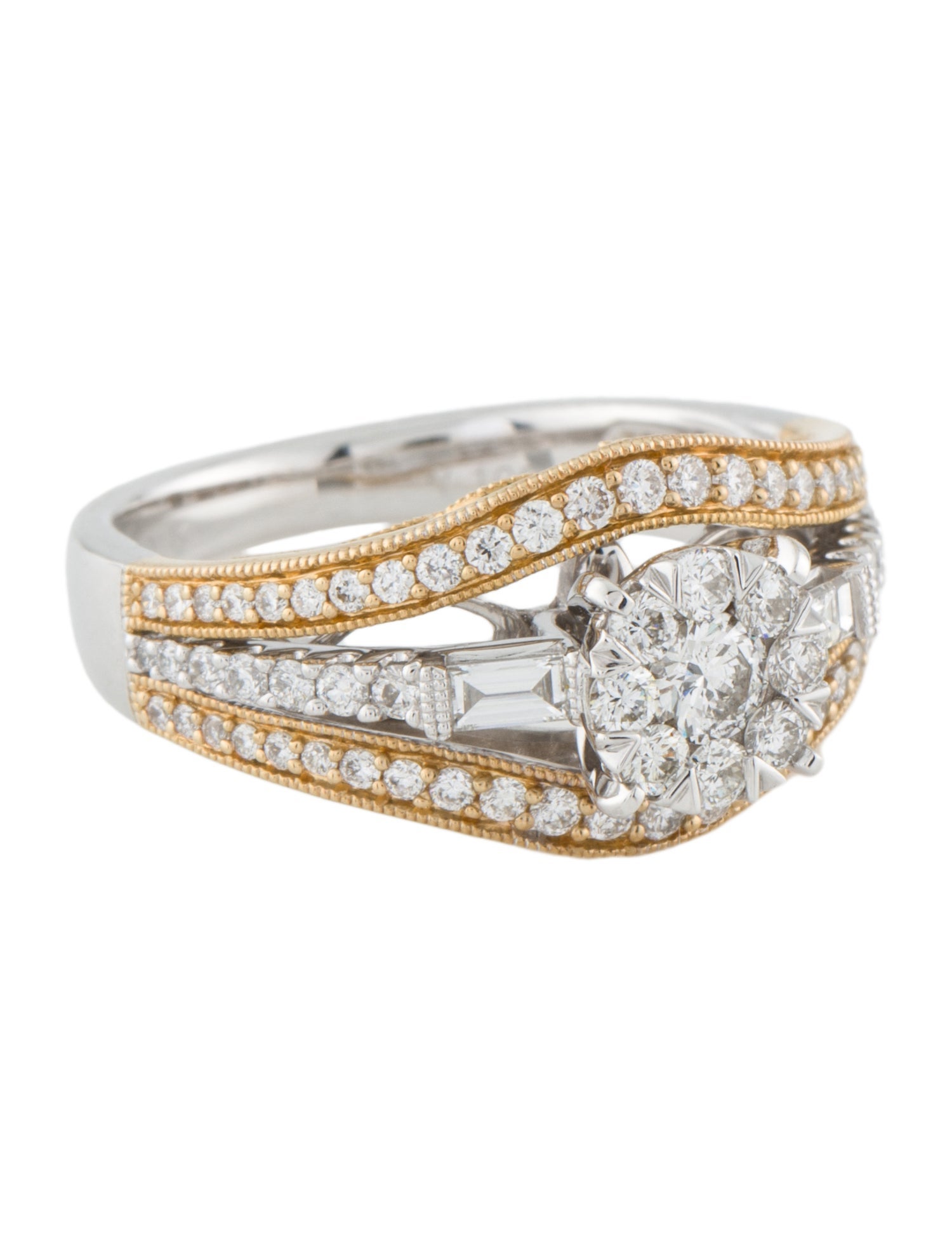 Ring 14K Two-Tone Diamond Engagement Ring - 14K Yellow Gold Engagement ...