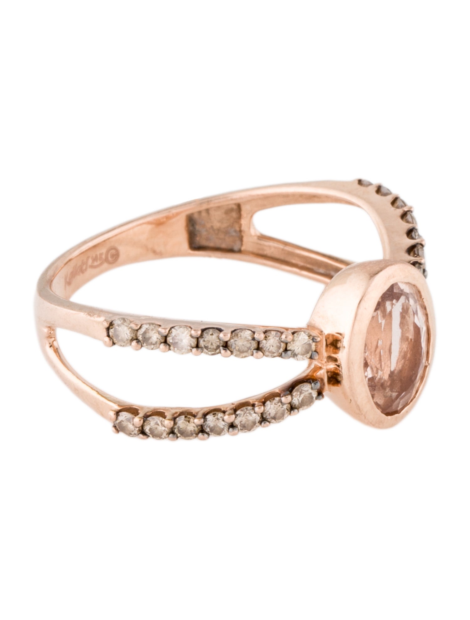 Ring Kallati 14K Morganite & Diamond Cocktail Ring - 14K Rose Gold Band ...