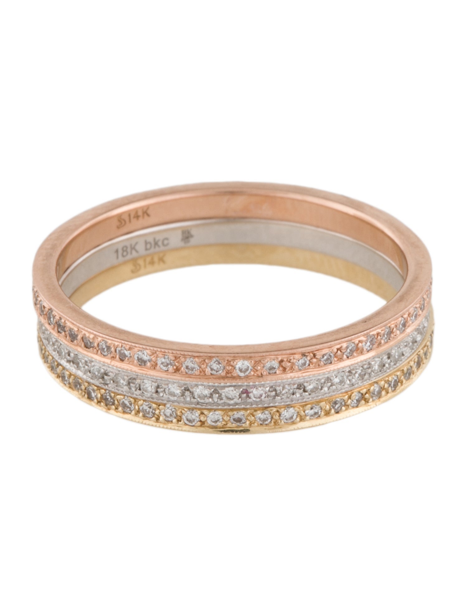Ring Diamond Tri-Tone Eternity Band Set - 14K Yellow Gold Eternity Band ...