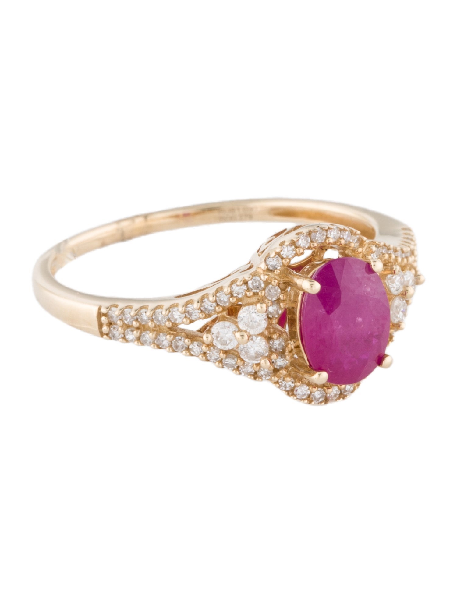 Ring 14K Ruby & Diamond Ring - 14K Yellow Gold Cocktail Ring, Rings ...