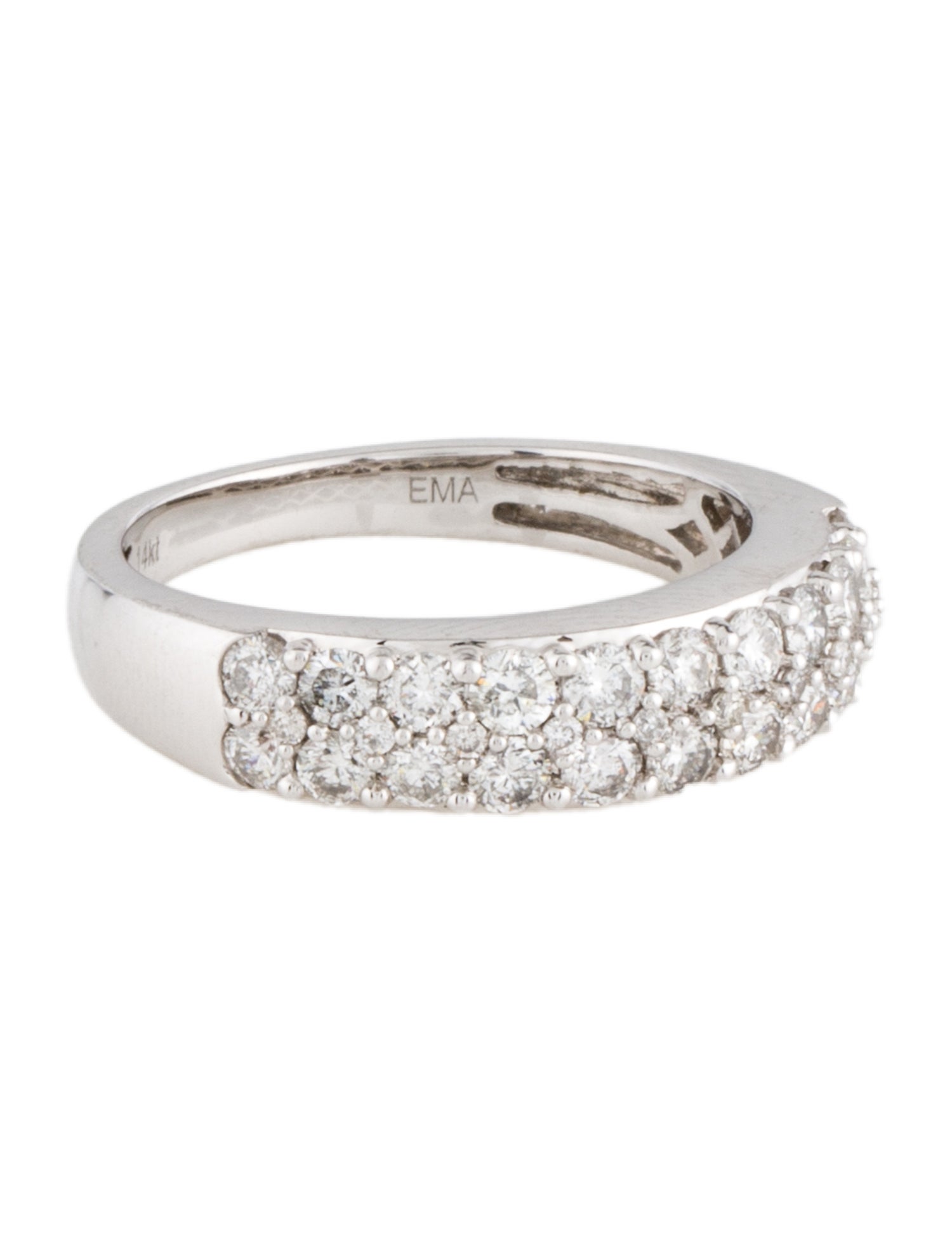 Ring 14K Diamond Layered Band - Rhodium-Plated 14K White Gold Band ...