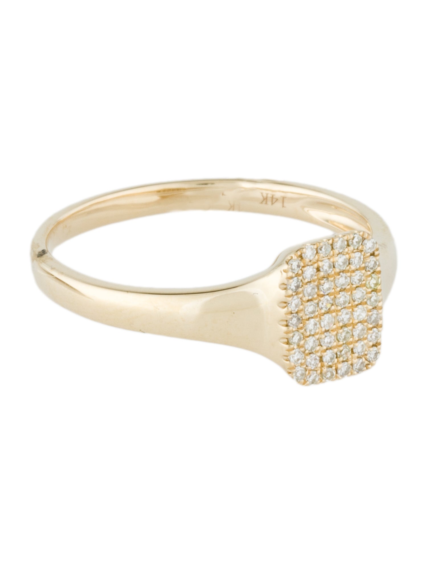 Ring 14K Emerald & Diamond Signet Ring - 14K Yellow Gold Signet Ring ...