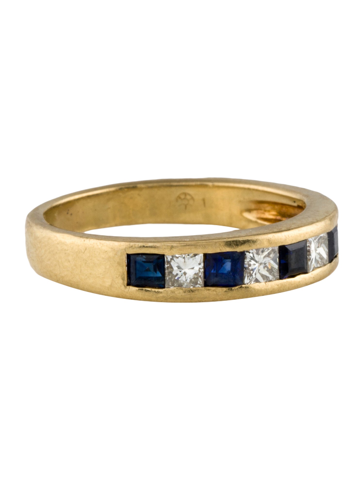 Ring 18K Sapphire & Diamond Band - 18K Yellow Gold Band, Rings ...