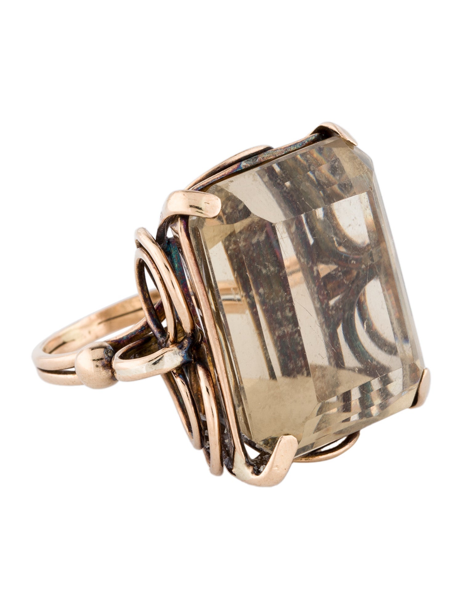 Ring 18K 33.52ctw Smoky Quartz Cocktail Ring - 18K Yellow Gold Cocktail ...