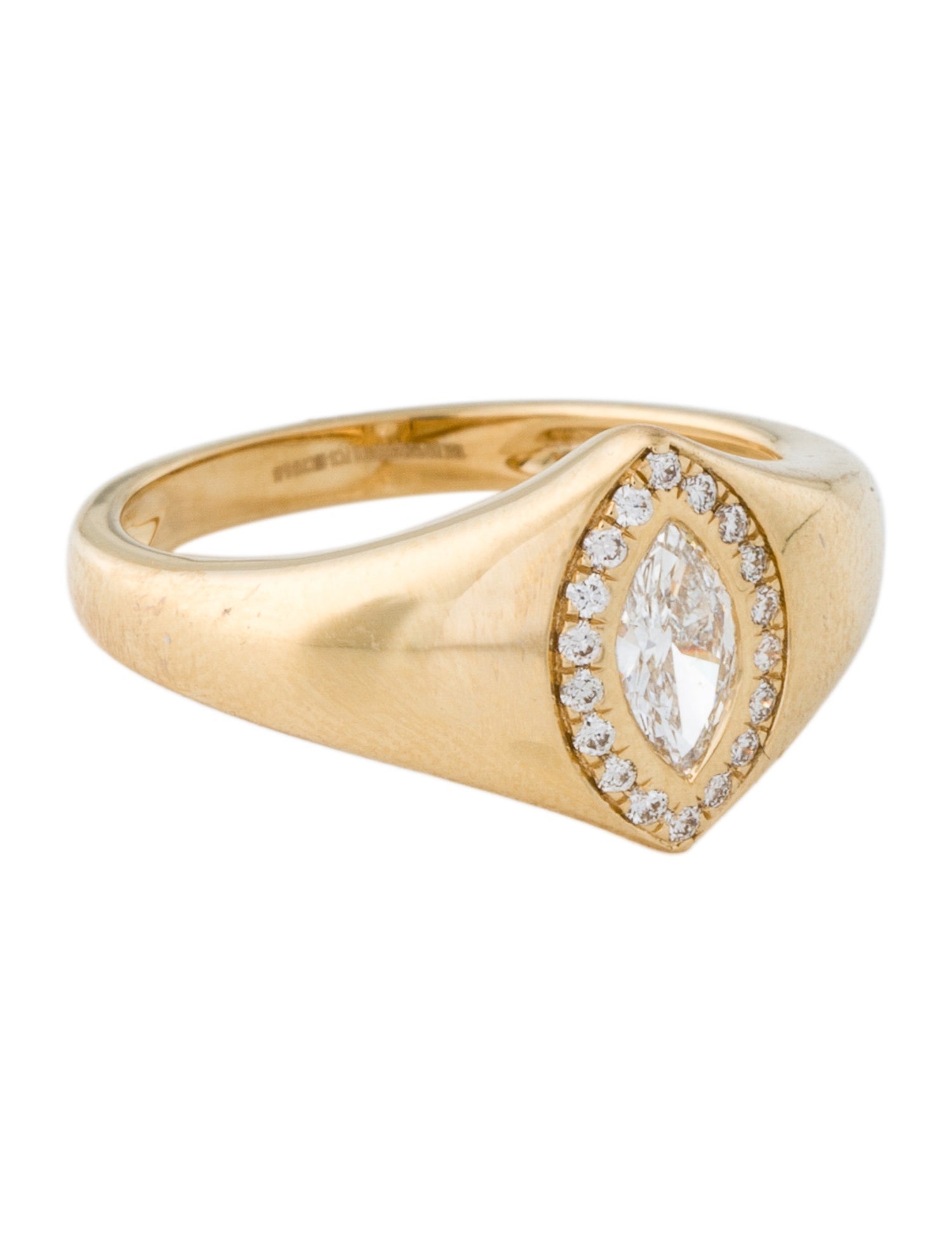 Ring 18K Diamond Signet Ring - 18K Yellow Gold Signet Ring, Rings ...