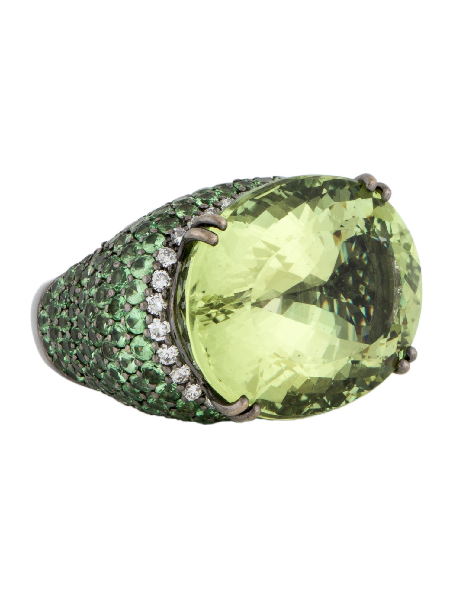 Ring Adler 18K 43.18ct Green Beryl, Tsavorite & Diamond Cocktail Ring ...