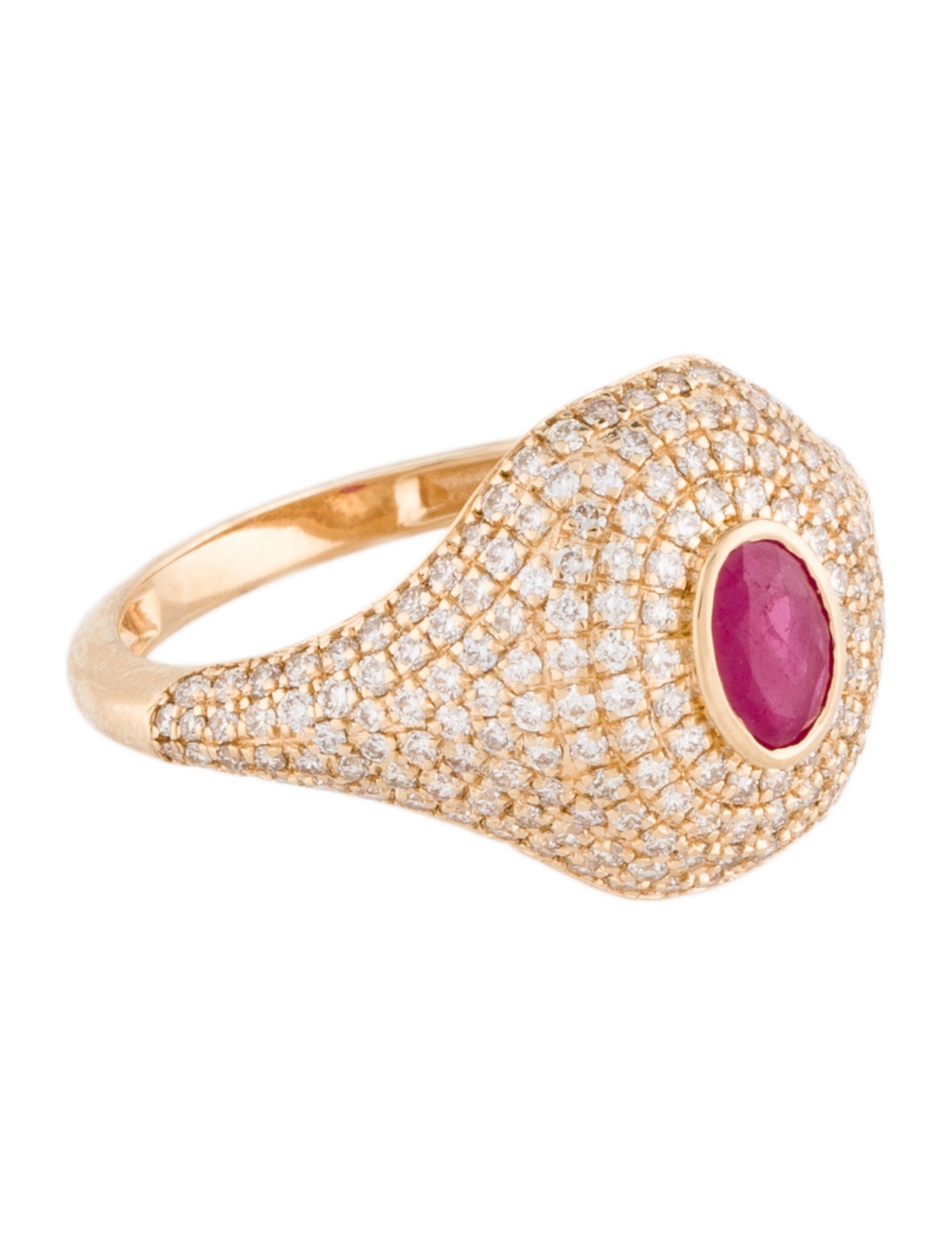 Ring 18K Ruby & Diamond Signet Ring - 18K Yellow Gold Cocktail Ring ...