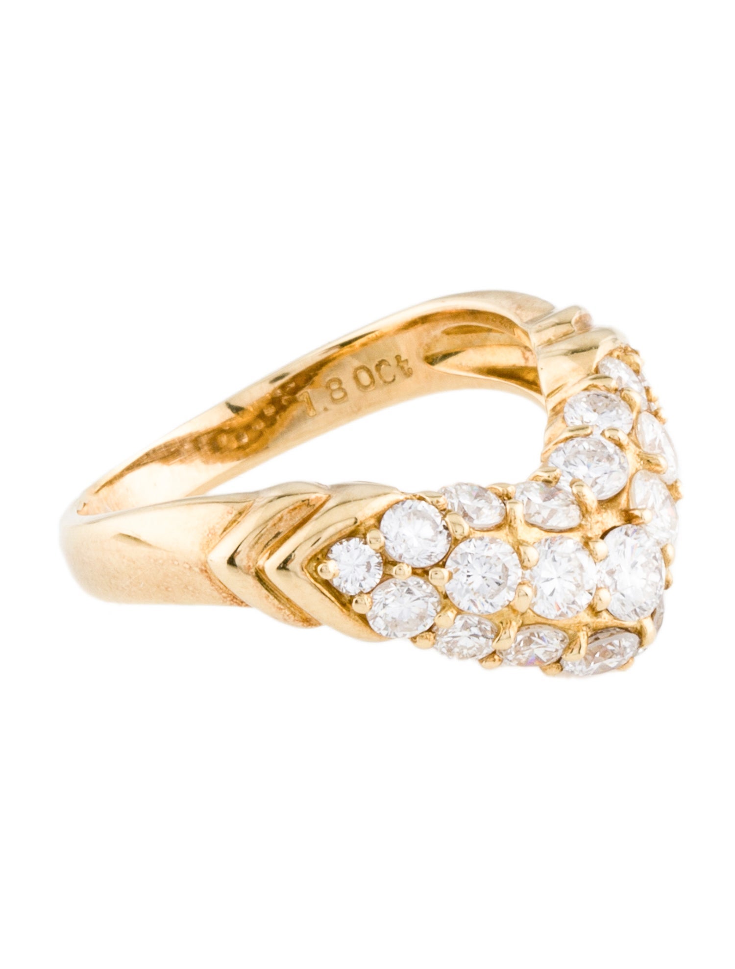 Ring 18K 1.80ctw Diamond 'V' Band Ring - 18K Yellow Gold Band, Rings ...